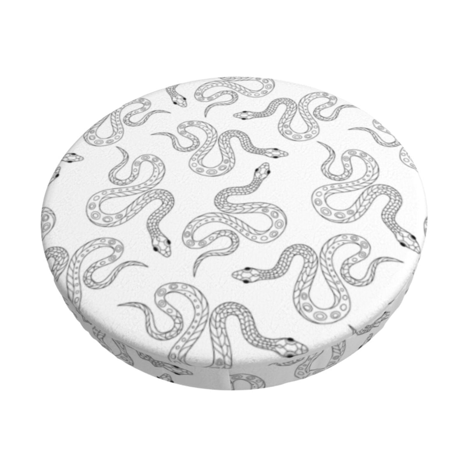 Luyuia Hand Drawn Snake Print Bar Stool Cover Cushion, Round Seat ...