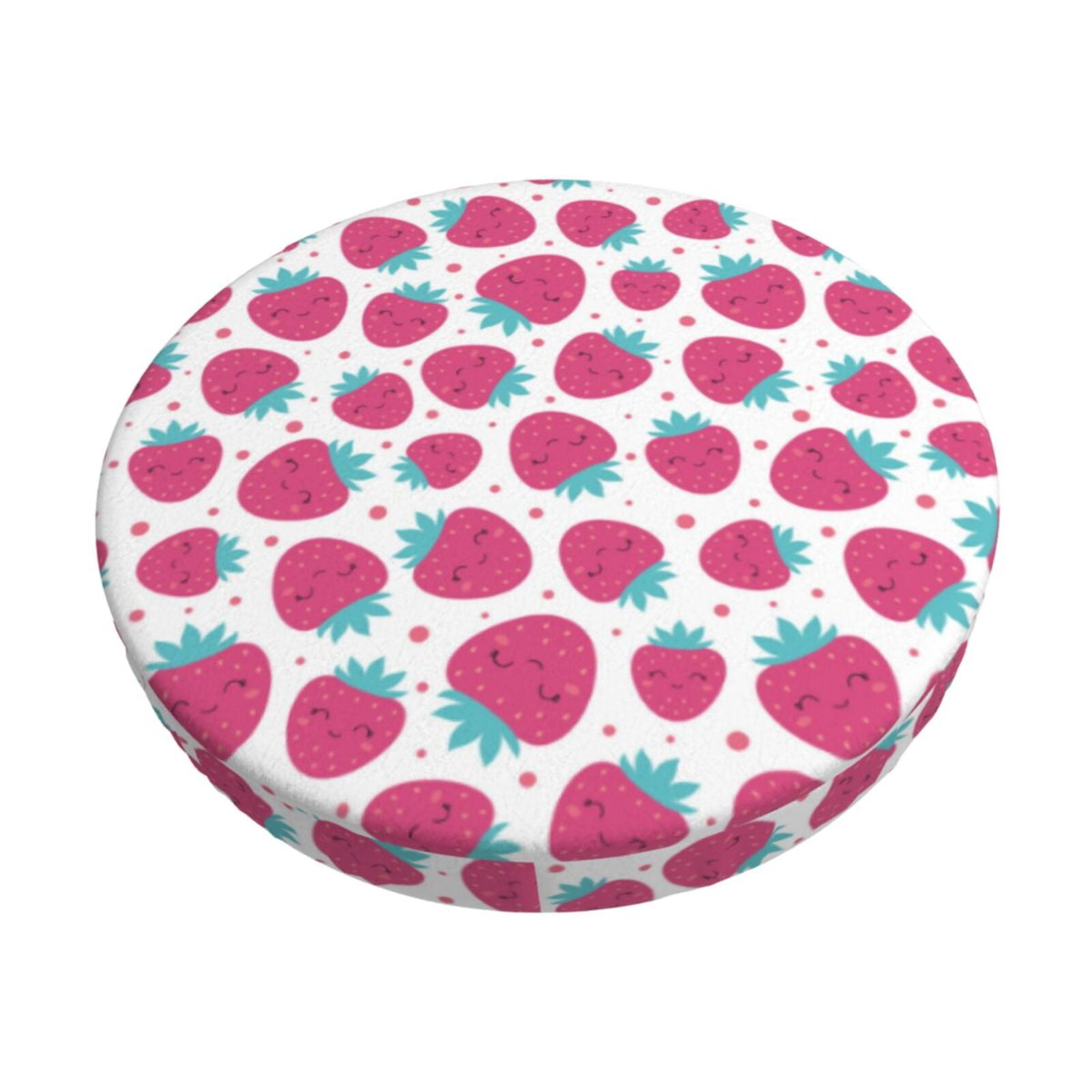 Luyuia Hand Drawn Strawberry Print Bar Stool Cover Cushion, Round Seat ...