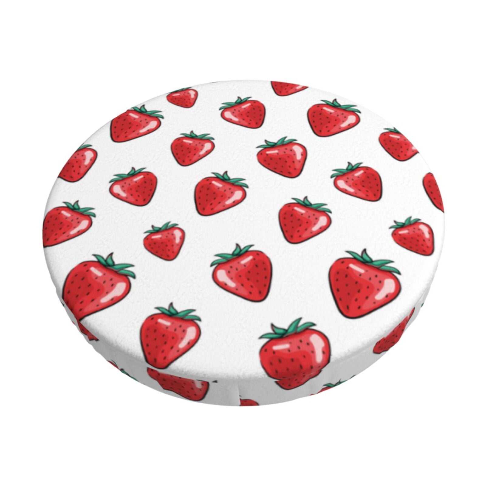 Luyuia Hand Drawn Strawberry Print Bar Stool Cover Cushion, Round Seat ...
