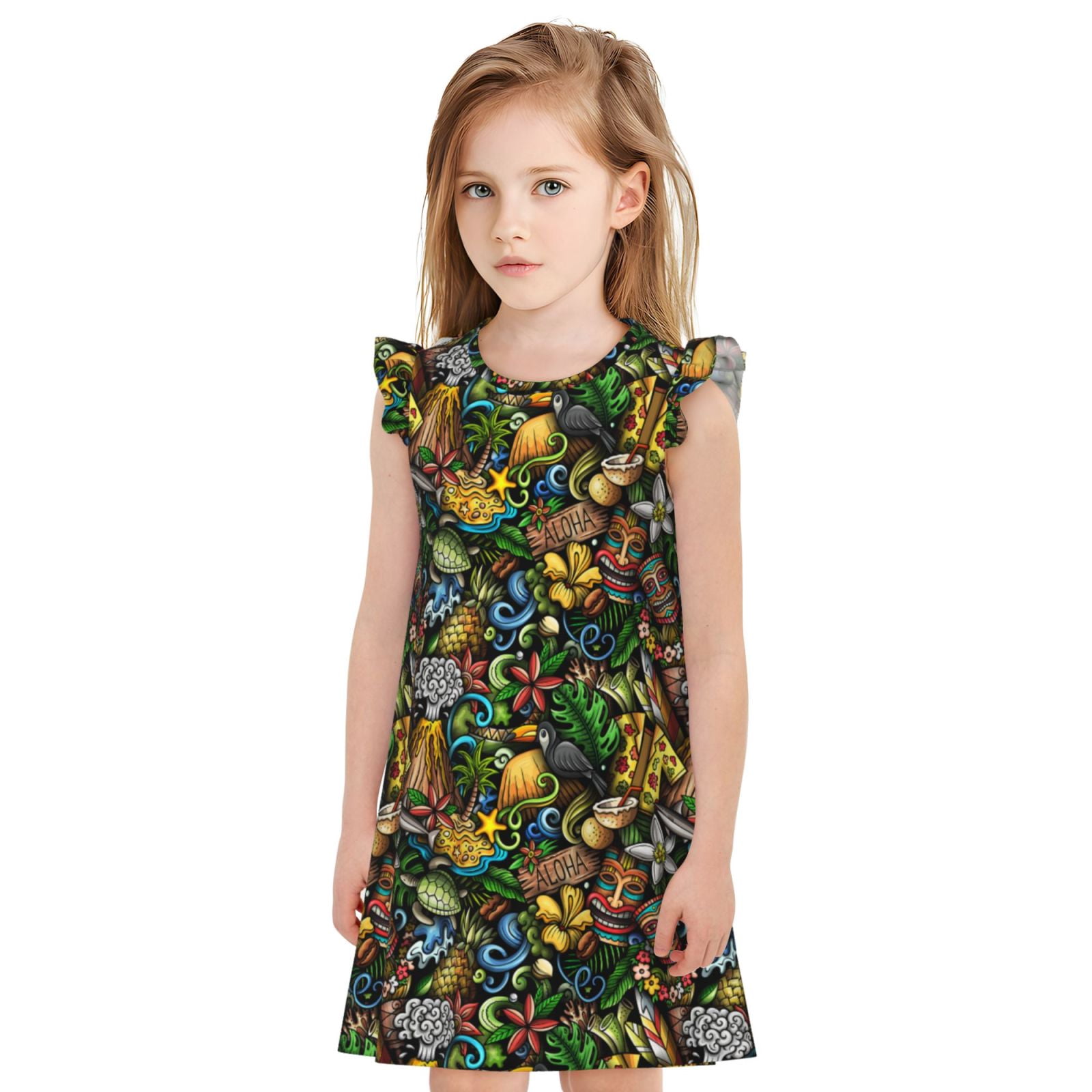 Luyuia Hawaiian Culture Symbols Print Girls' Princess Nightgown ...