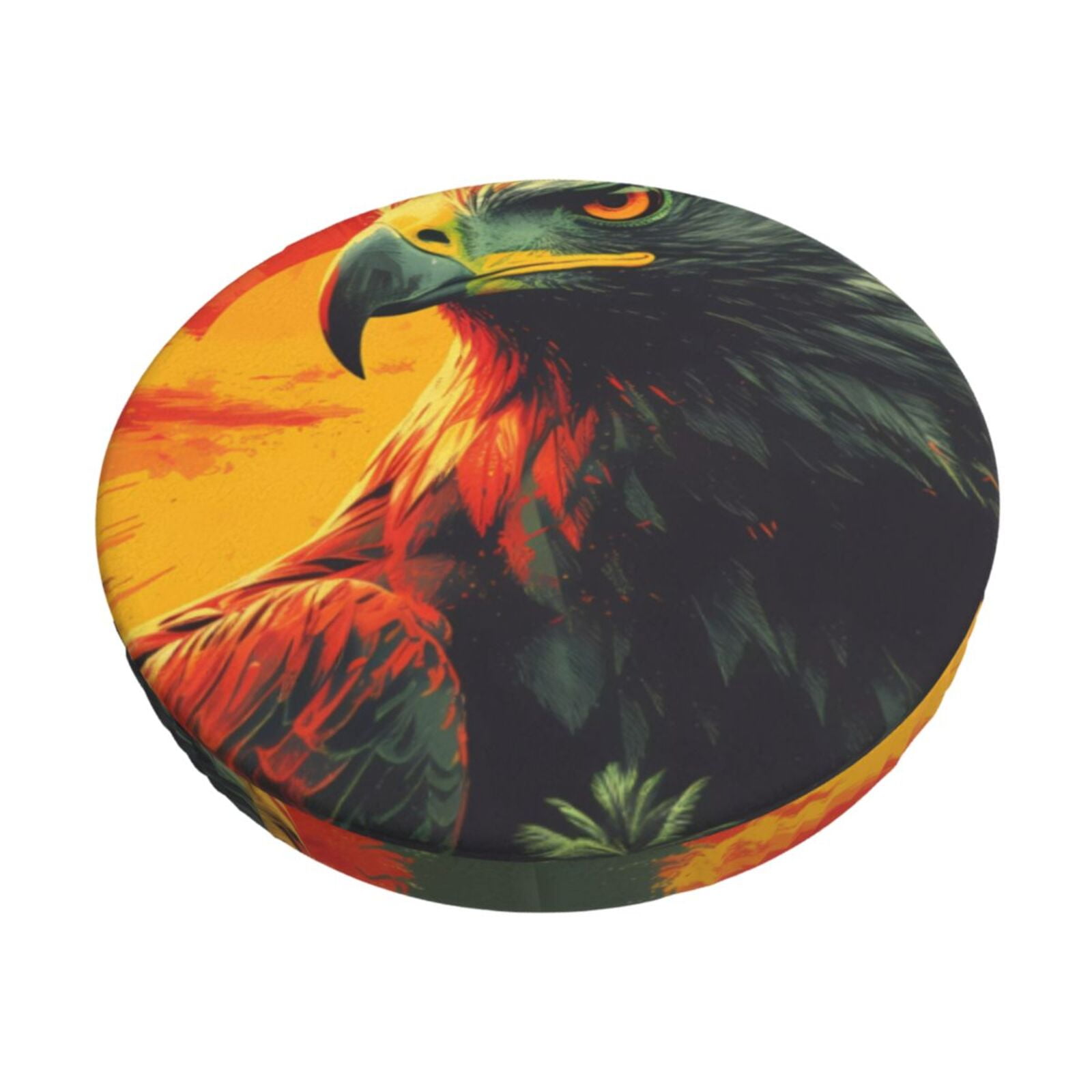 Luyuia Hawaiian Style Bald Eagle Print Bar Stool Cover Cushion, Round Seat Cushion for Wooden ...