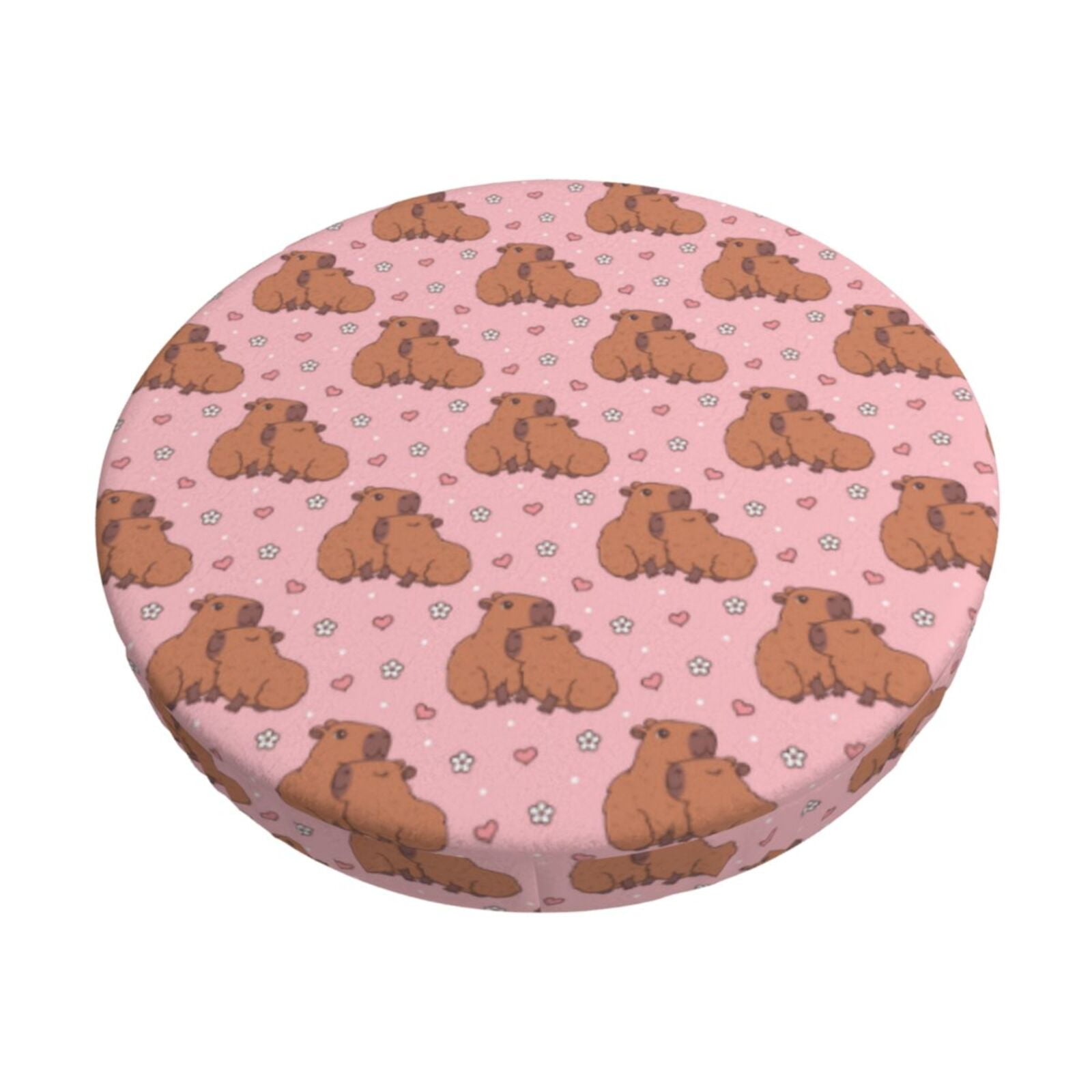 Luyuia Heart Capybara Print Bar Stool Cover Cushion, Round Seat Cushion ...