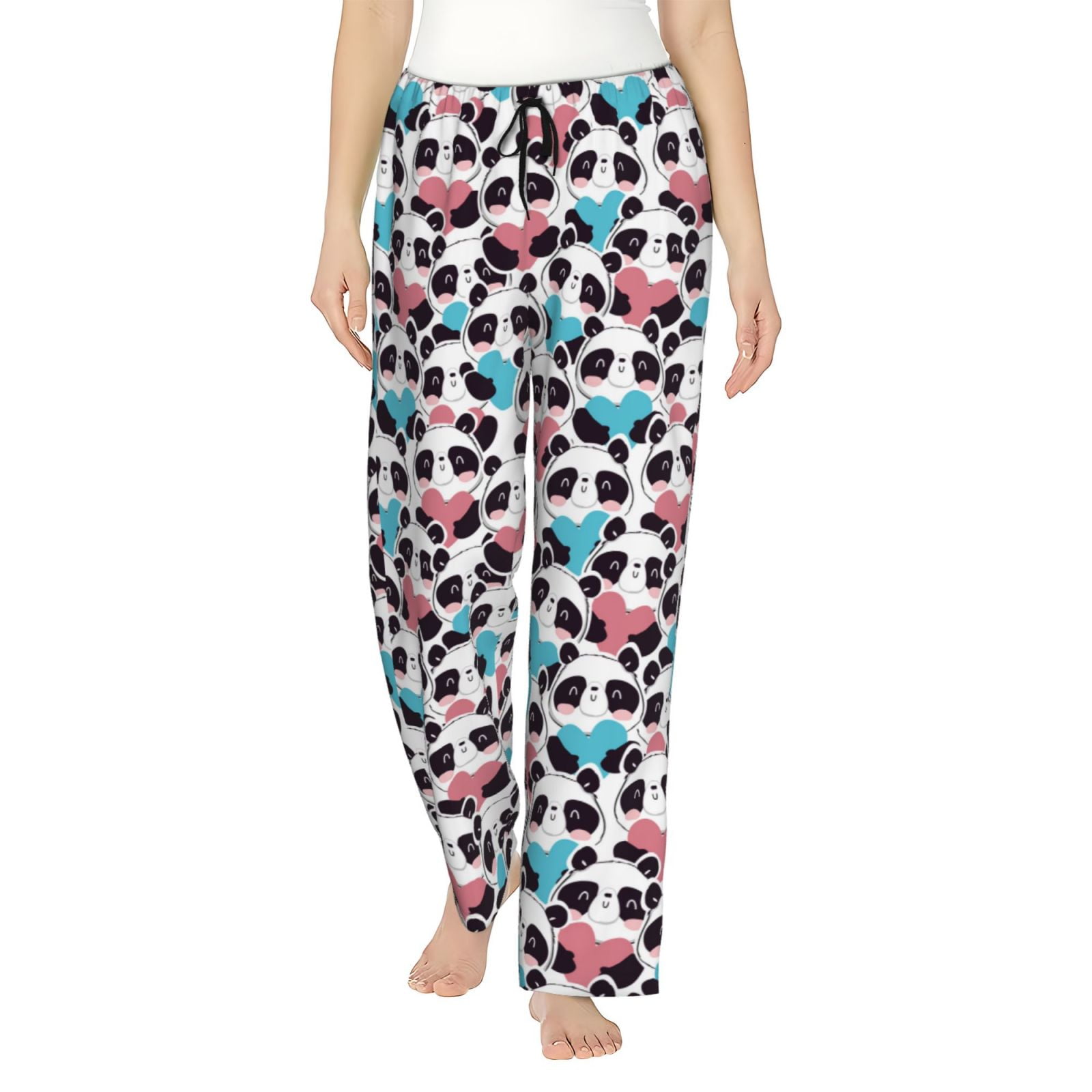 Luyuia Heart Panda Print Women's Straight-Leg Lounge Pajama Pants: The ...