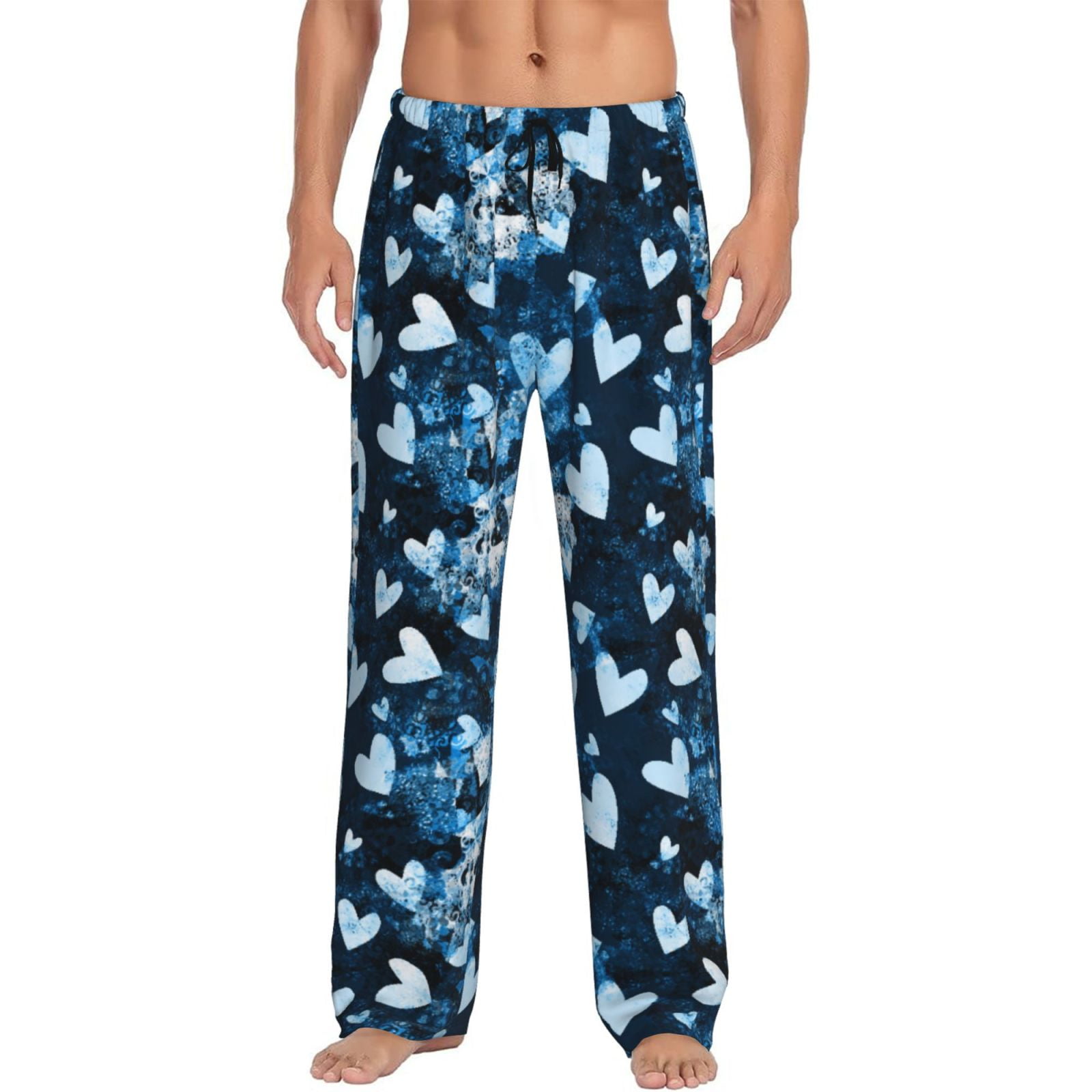 Luyuia Ice Blue Heart Print Men's Straight Lounge Pajama Pants - The ...