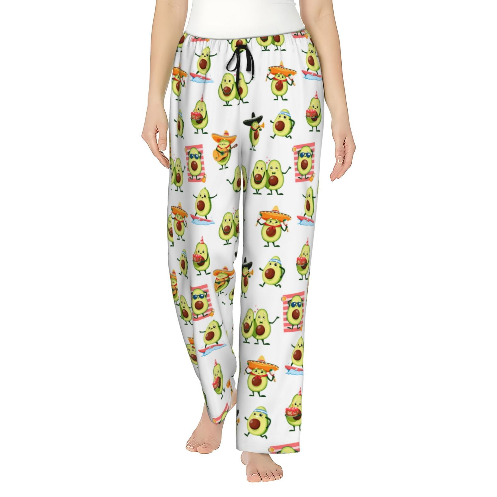 Luyuia Kawaii Mexican Avocado Print Women's Straight-Leg Lounge Pajama ...