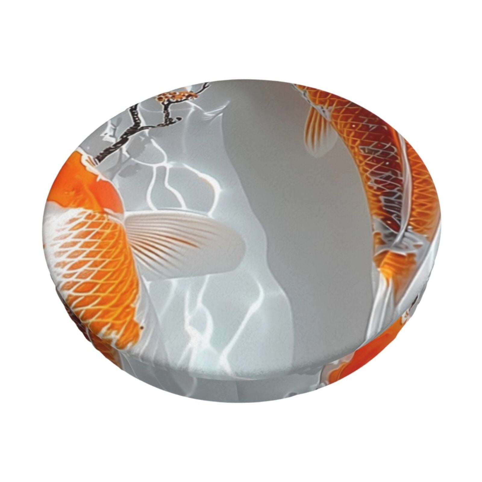 Luyuia Koi Fish Water Print Bar Stool Cover Cushion, Round Seat Cushion ...