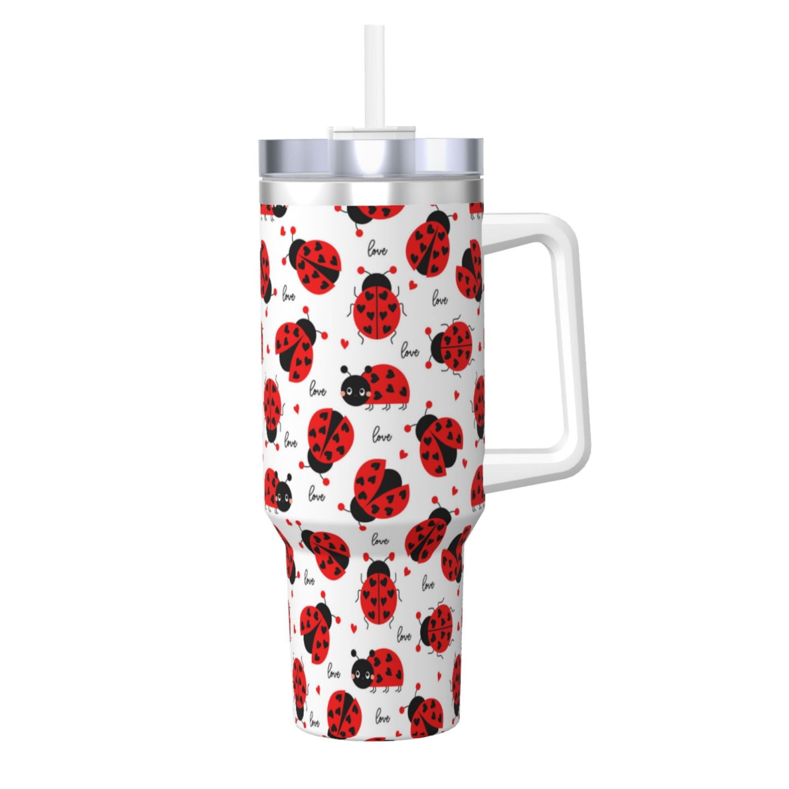 Luyuia Ladybug And Heart Print Stainless Steel 40OZ Ice Bully Cup With ...