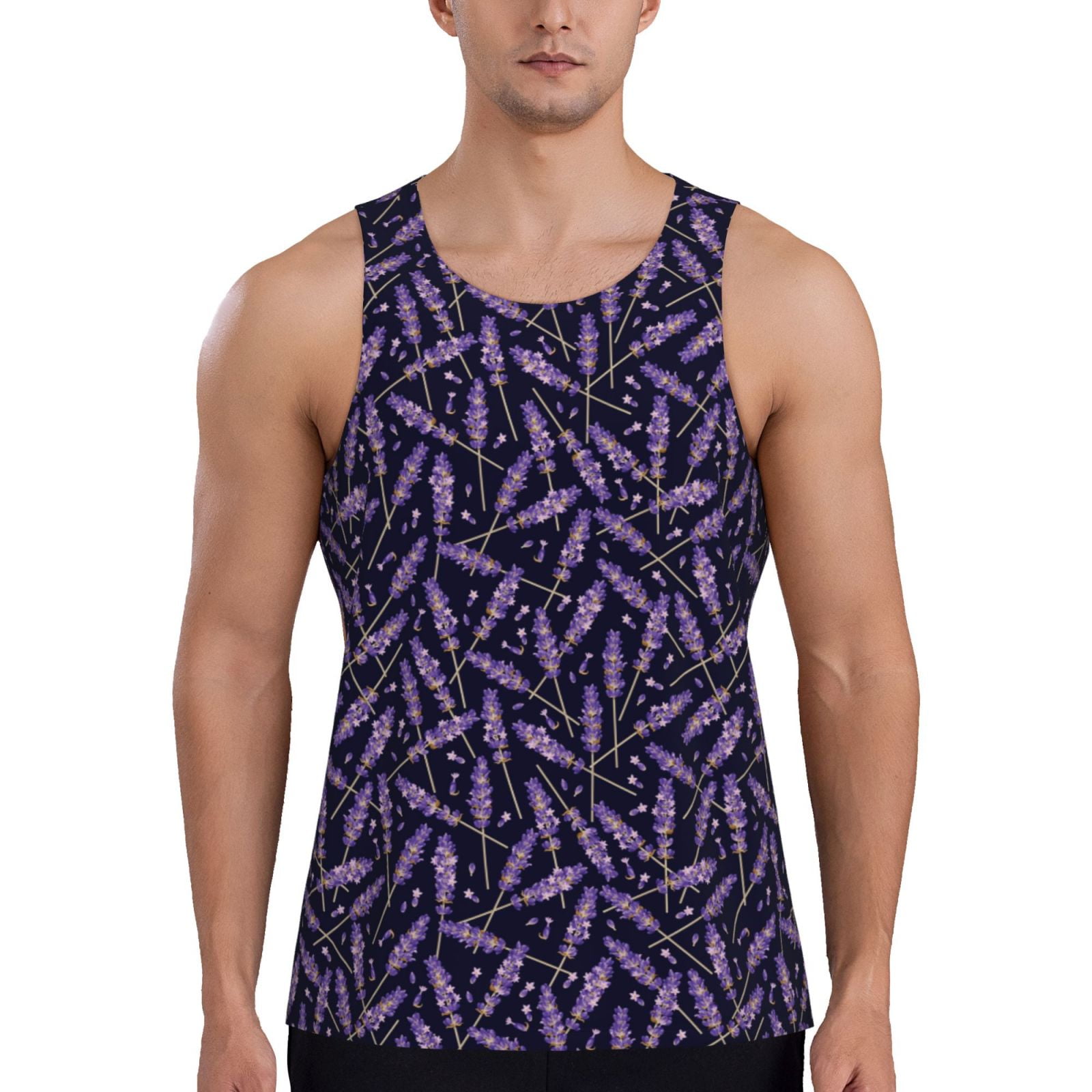 Luyuia Lavender Flowers Print Men's Bodybuilding Stringer Tank Tops Y ...
