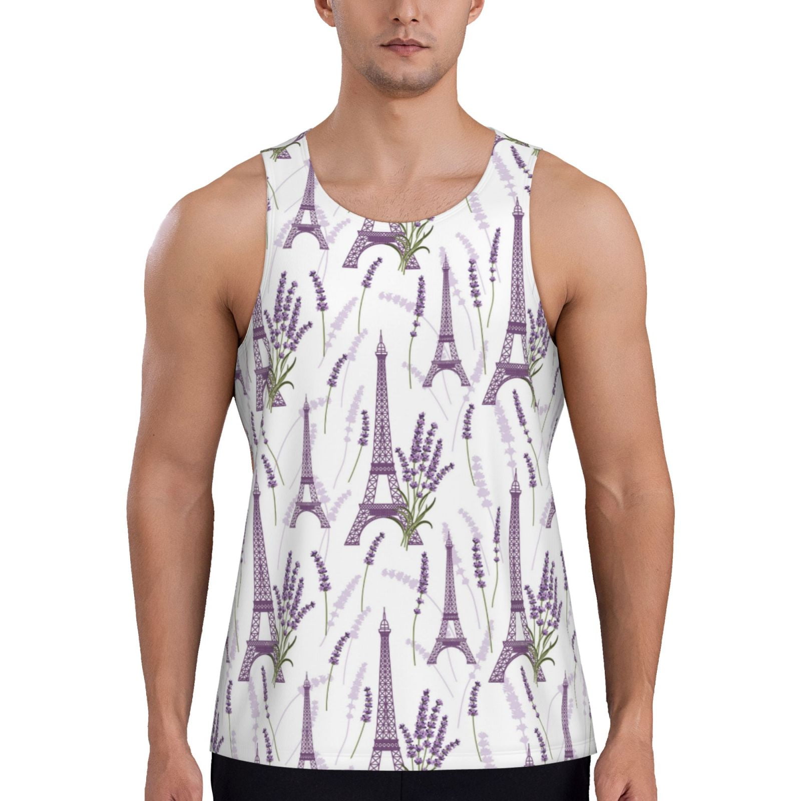 Luyuia Lavender Flowers Print Men's Bodybuilding Stringer Tank Tops Y ...