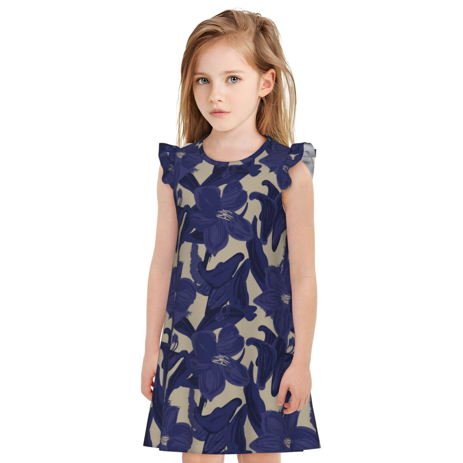 Luyuia Lilies Flowers Print Girls' Princess Nightgown, Flutter Sleeve ...