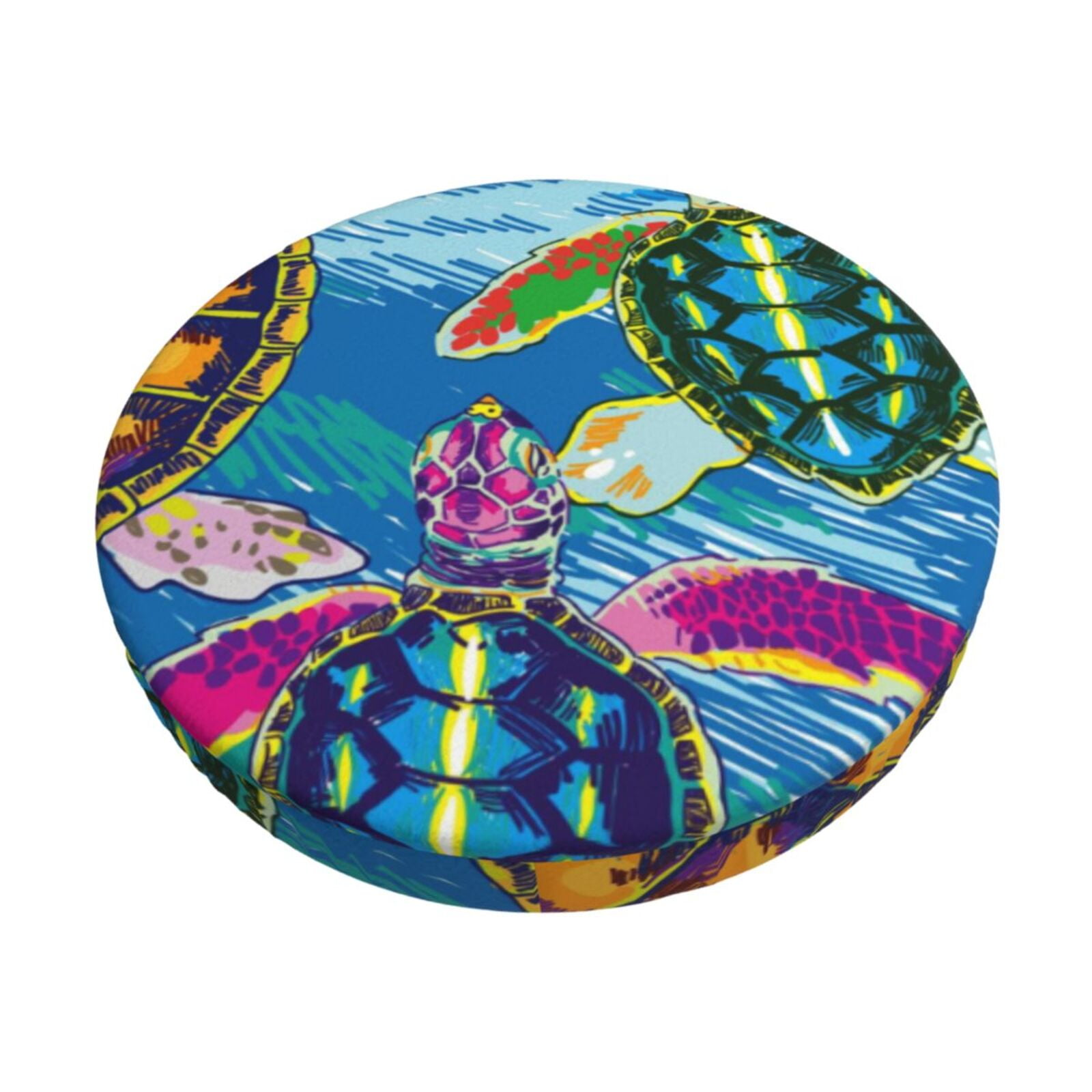 Luyuia Little Sea Turtles Print Bar Stool Cover Cushion, Round Seat ...