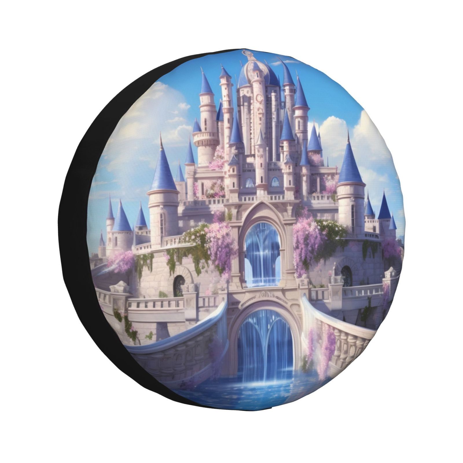 Luyuia Majestic Fantasy Castle Print Waterproof Leather Tire Cover, Durable Wheel Protector for ...