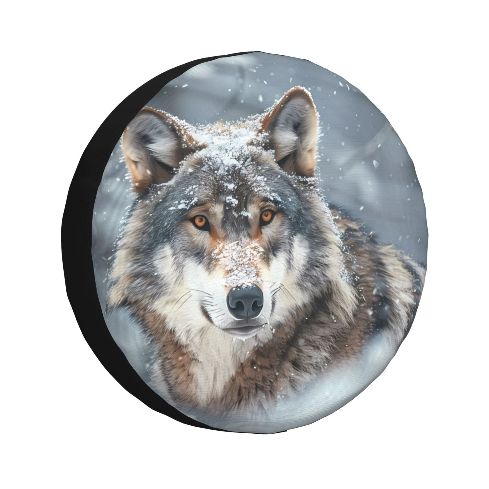 Luyuia Majestic Snowy Wolf Print Waterproof Leather Tire Cover, Durable ...