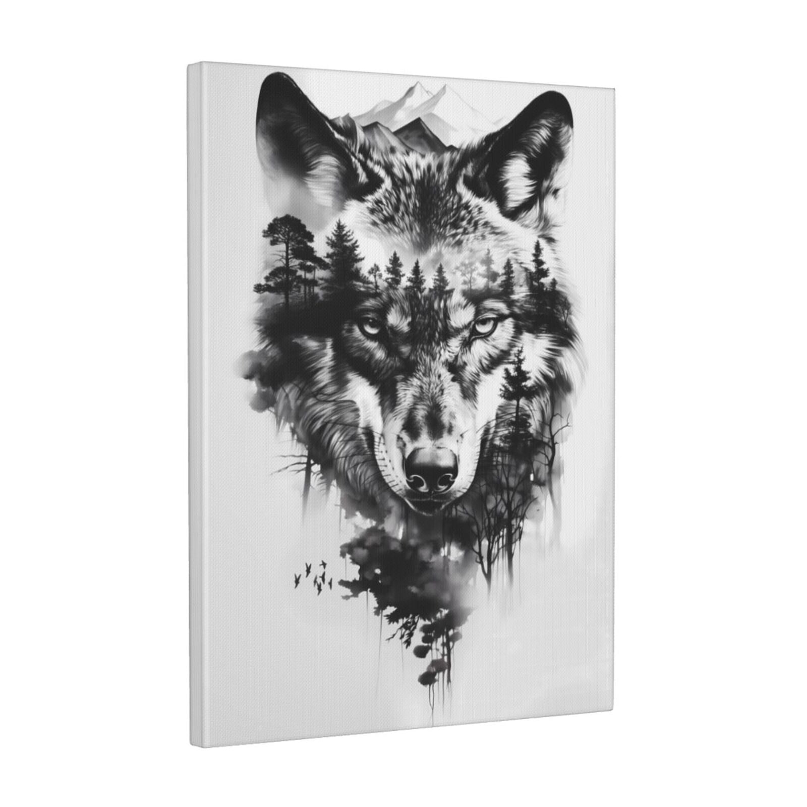Luyuia Majestic Wolf Landscape Print Canvas Wall Art - Waterproof HD ...