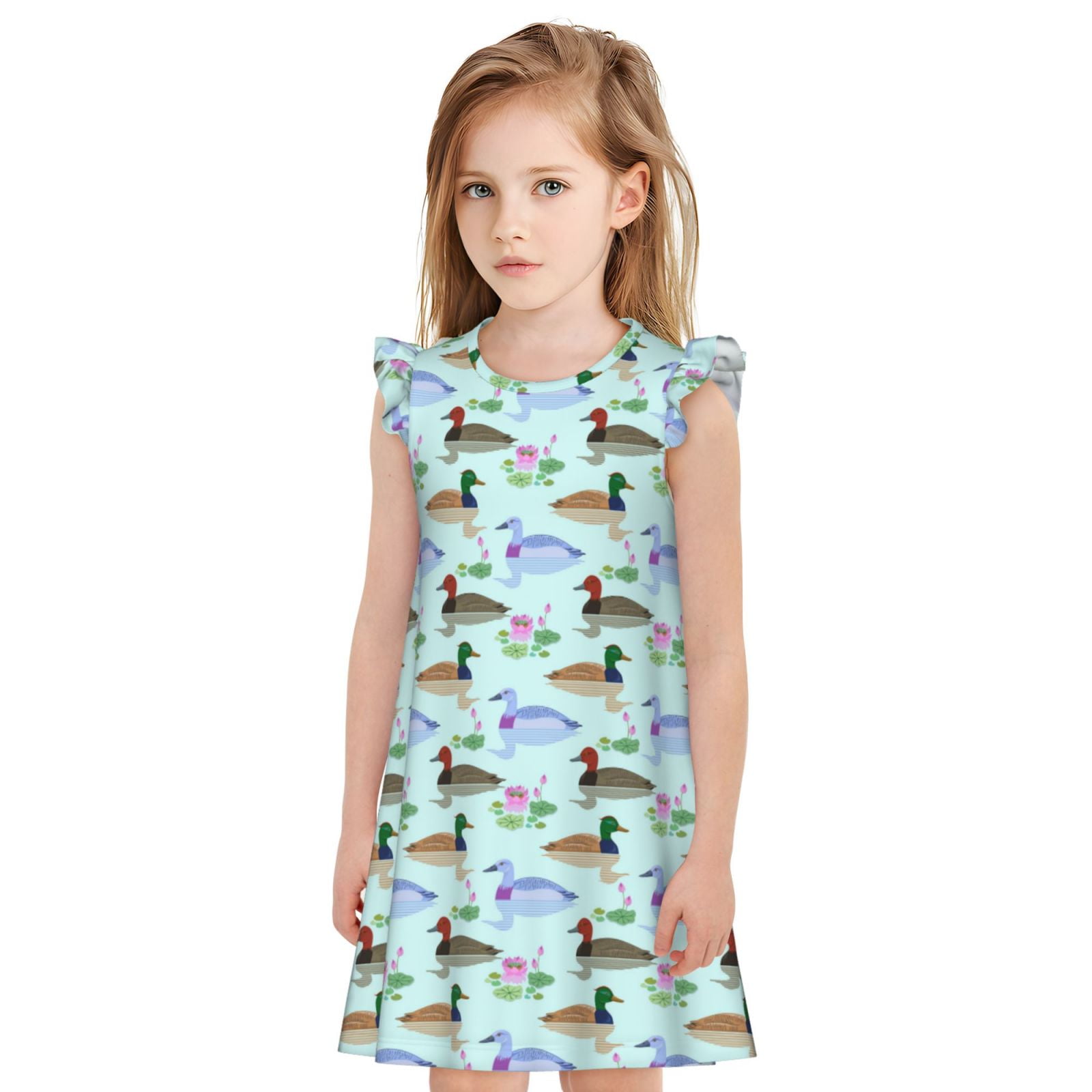 Luyuia Mallard Duck Of Lotus Flowers Print Girls' Princess Nightgown ...