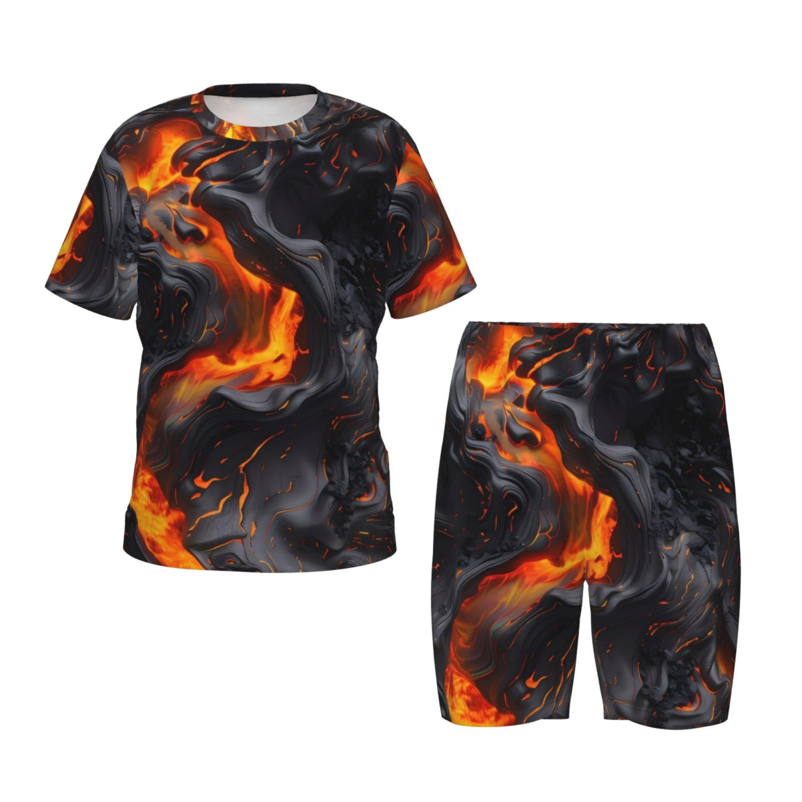 Luyuia Molten Lava Abstract Flow Print Girls' 2-Piece Tie-Dye Pajama ...