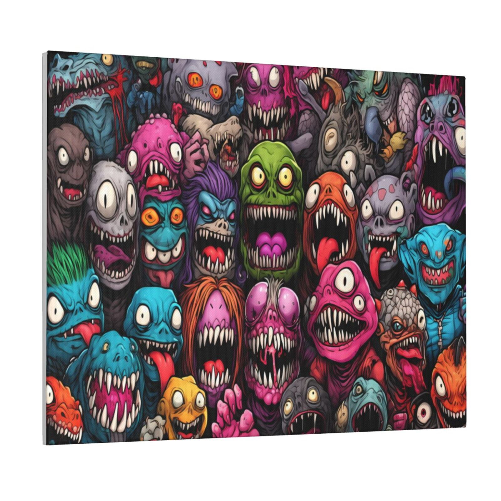 Luyuia Monstrous Cartoon Characters Print Canvas Wall Art Print ...