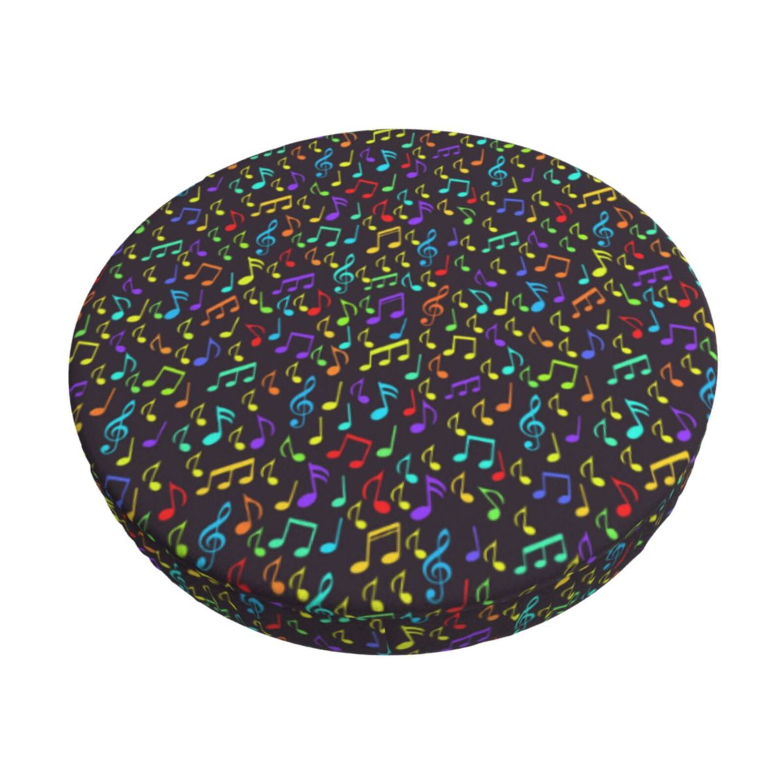 Luyuia Musical Notes Print Bar Stool Cover Cushion, Round Seat Cushion ...