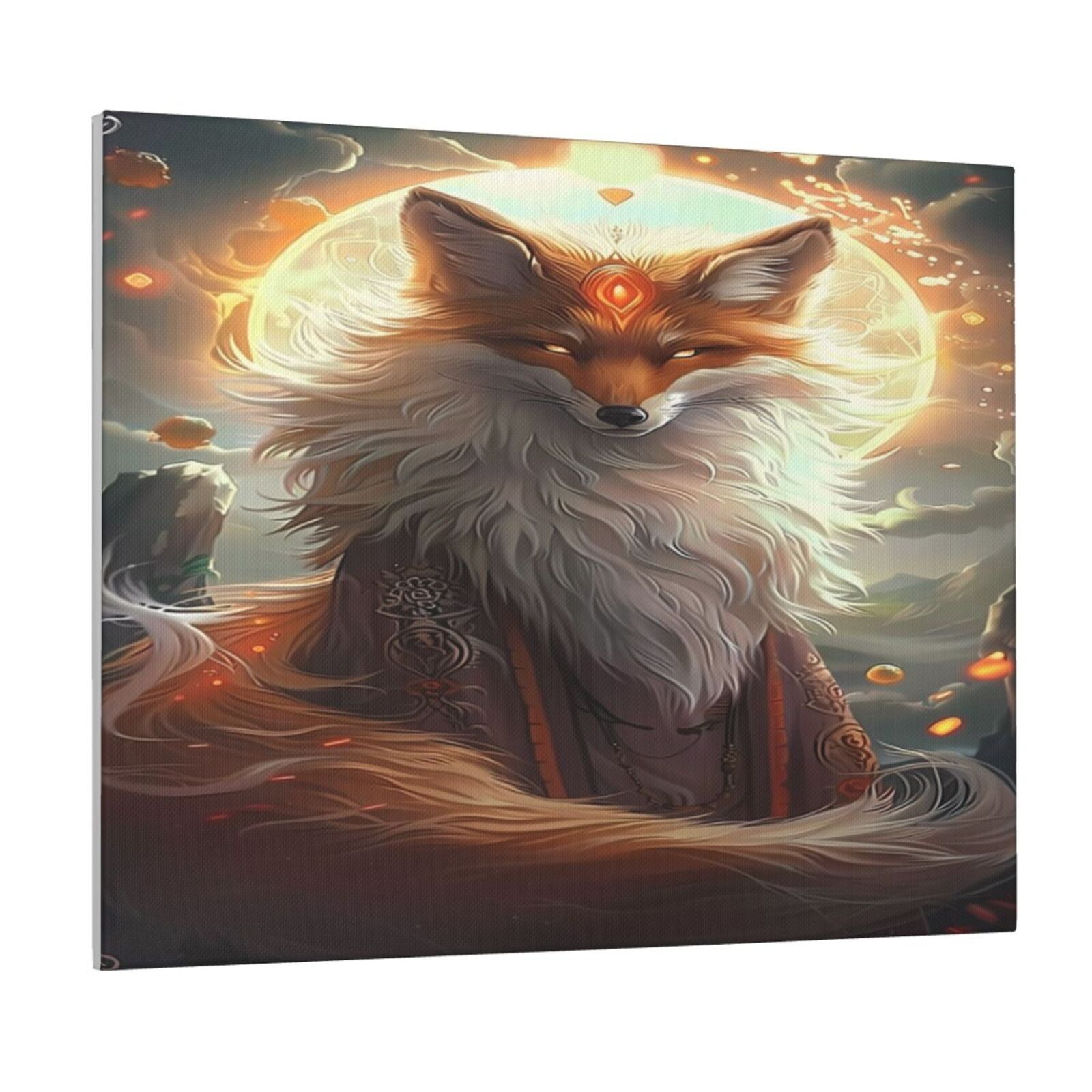 Luyuia Mystic Fox With Halo Print Canvas Wall Art Print Paintings ...