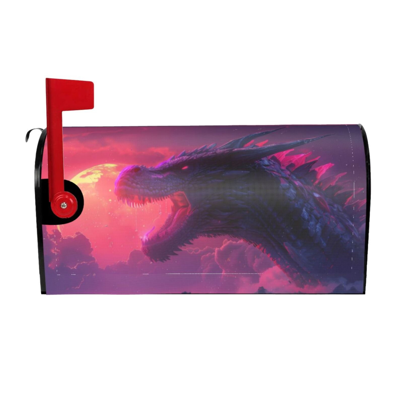 Luyuia Mystical Dragon Under Moon Print Magnetic Winter Mailbox Cover ...