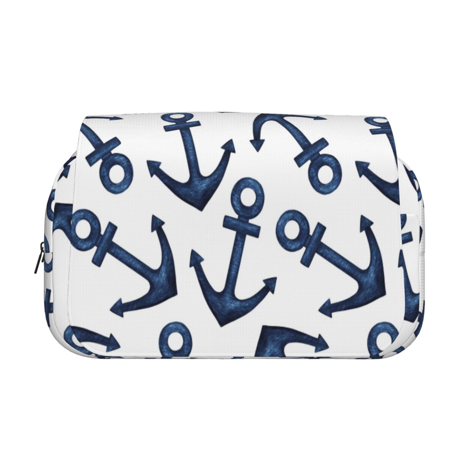 Luyuia Navy Blue Anchors Pattern Double Zipper Pen Case Oxford ...