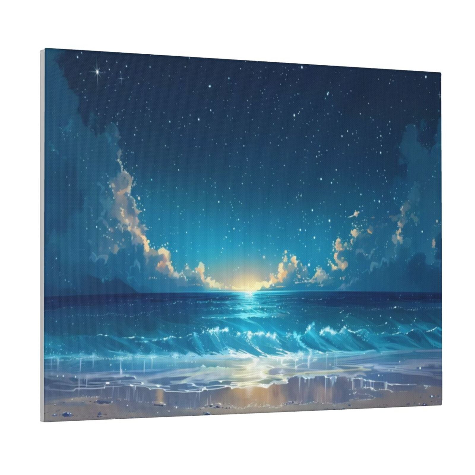 Luyuia Night Sky Beach Scene Print Canvas Wall Art Print Paintings ...