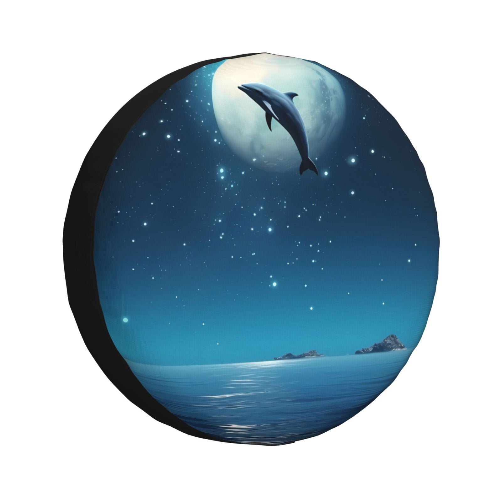 Luyuia Night Sky Moon Dolphin Print Waterproof Leather Tire Cover ...