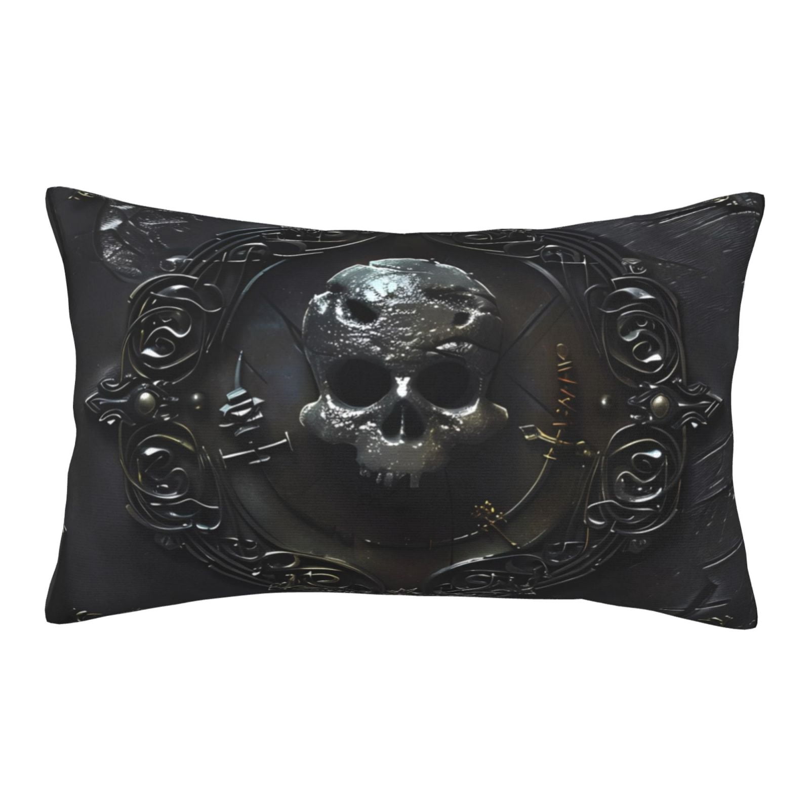 Luyuia Ornate Dark Skull Book Print Double Sided Pillow Case for Bedroom Sofa Car Soft Hidden ...