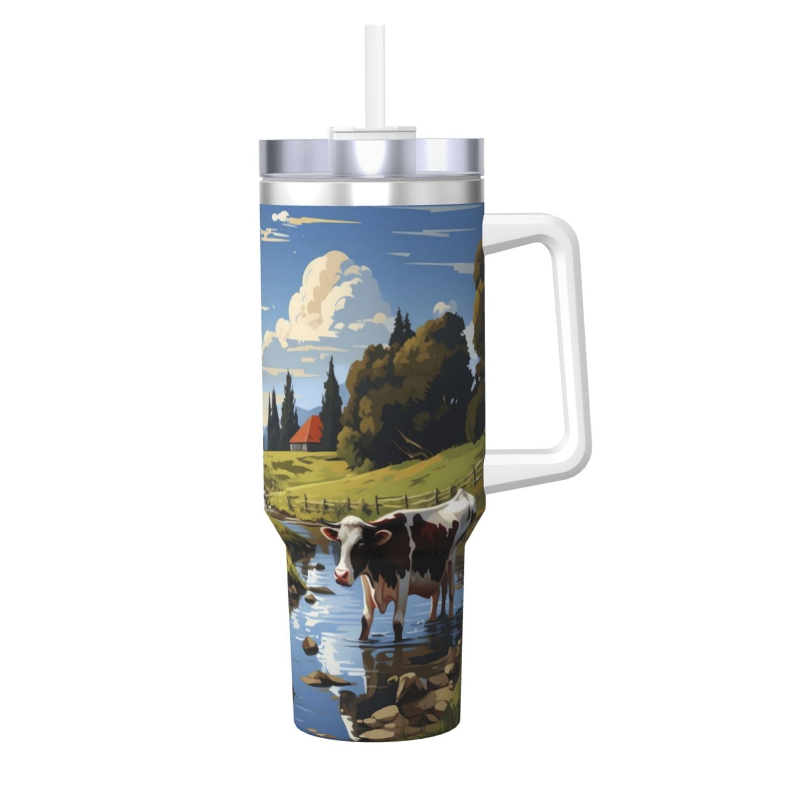 Luyuia Pasture Cow A Print Stainless Steel 40OZ Ice Bully Cup With ...