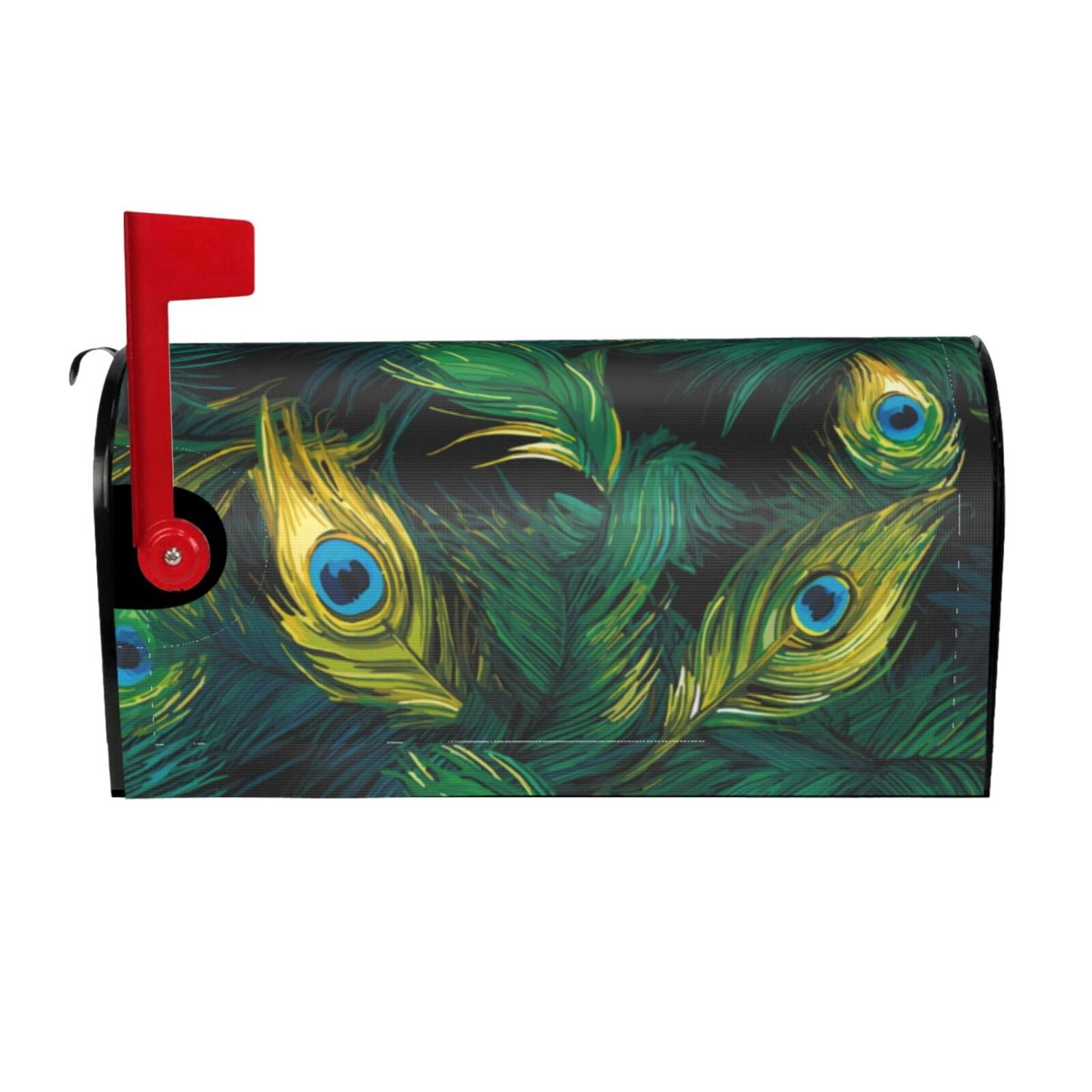 Luyuia Peacock Feathers2 Print Magnetic Winter Mailbox Cover ...