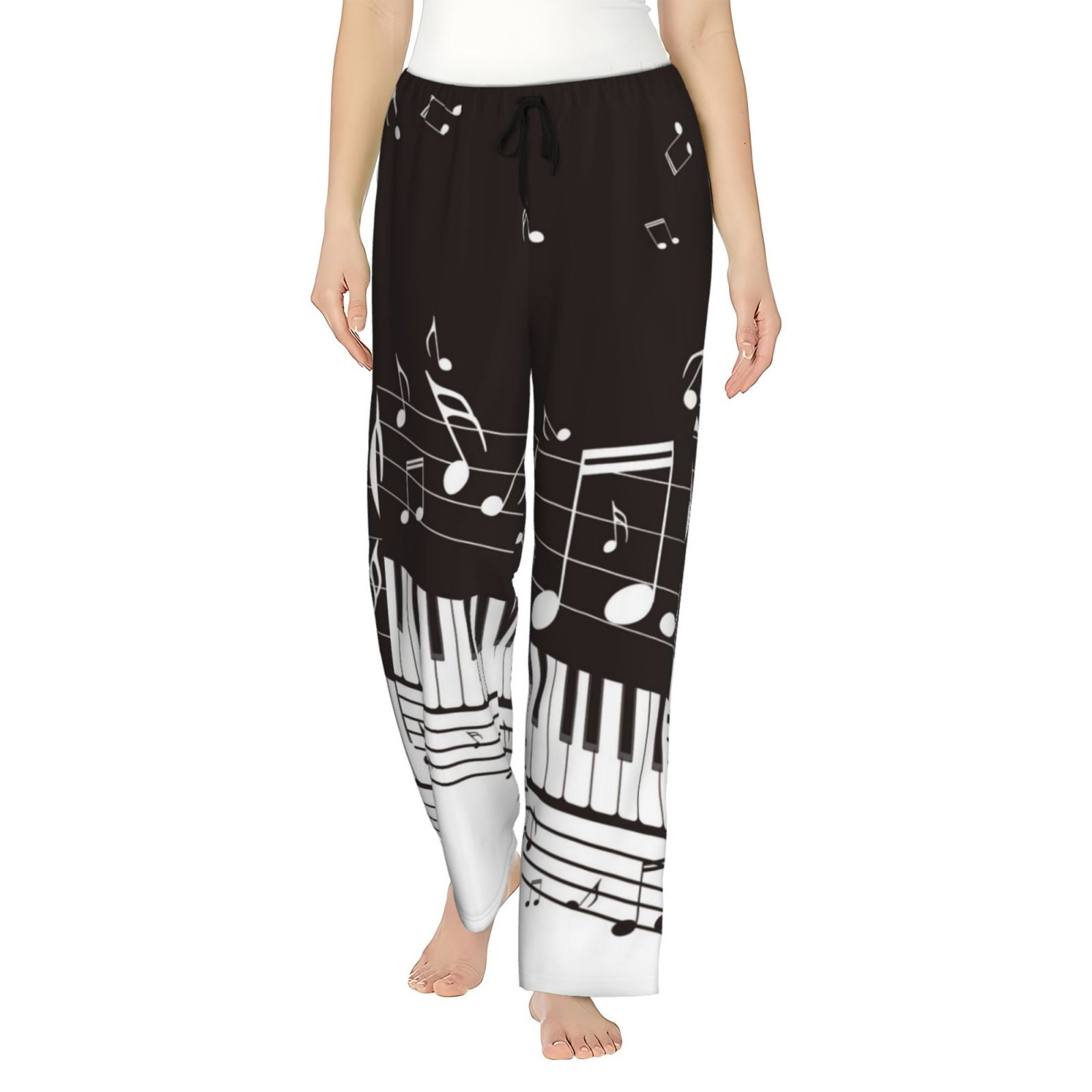 Luyuia Piano Keys With Musical Notes Print Women's Straight-Leg Lounge ...