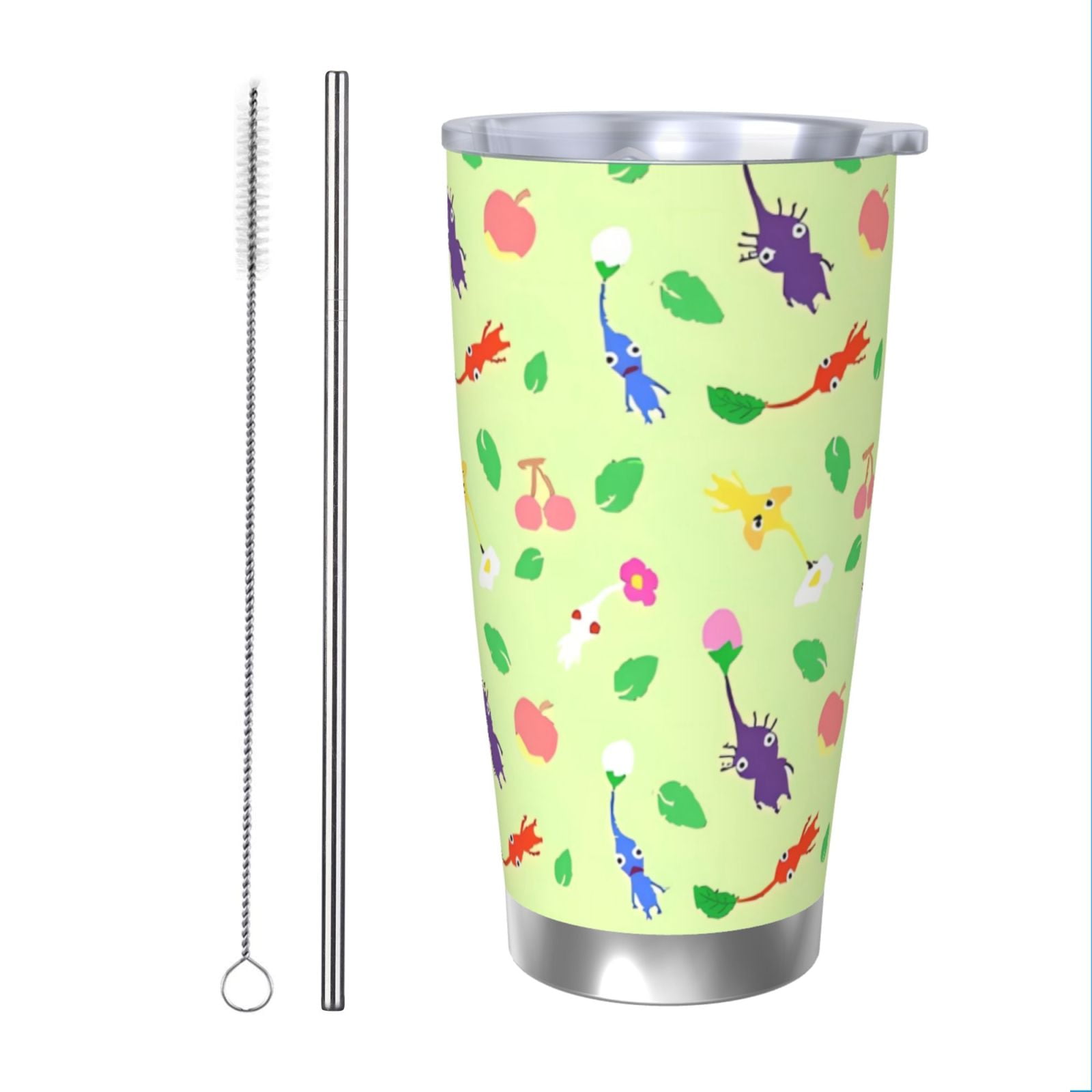 Luyuia Pikmin Print 20oz Stainless Steel Tumbler with Lid, Double Wall ...