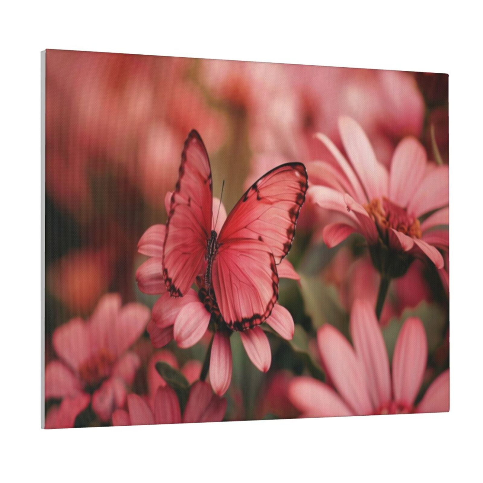 Luyuia Pink Butterfly Print Canvas Wall Art Print Paintings Modern ...
