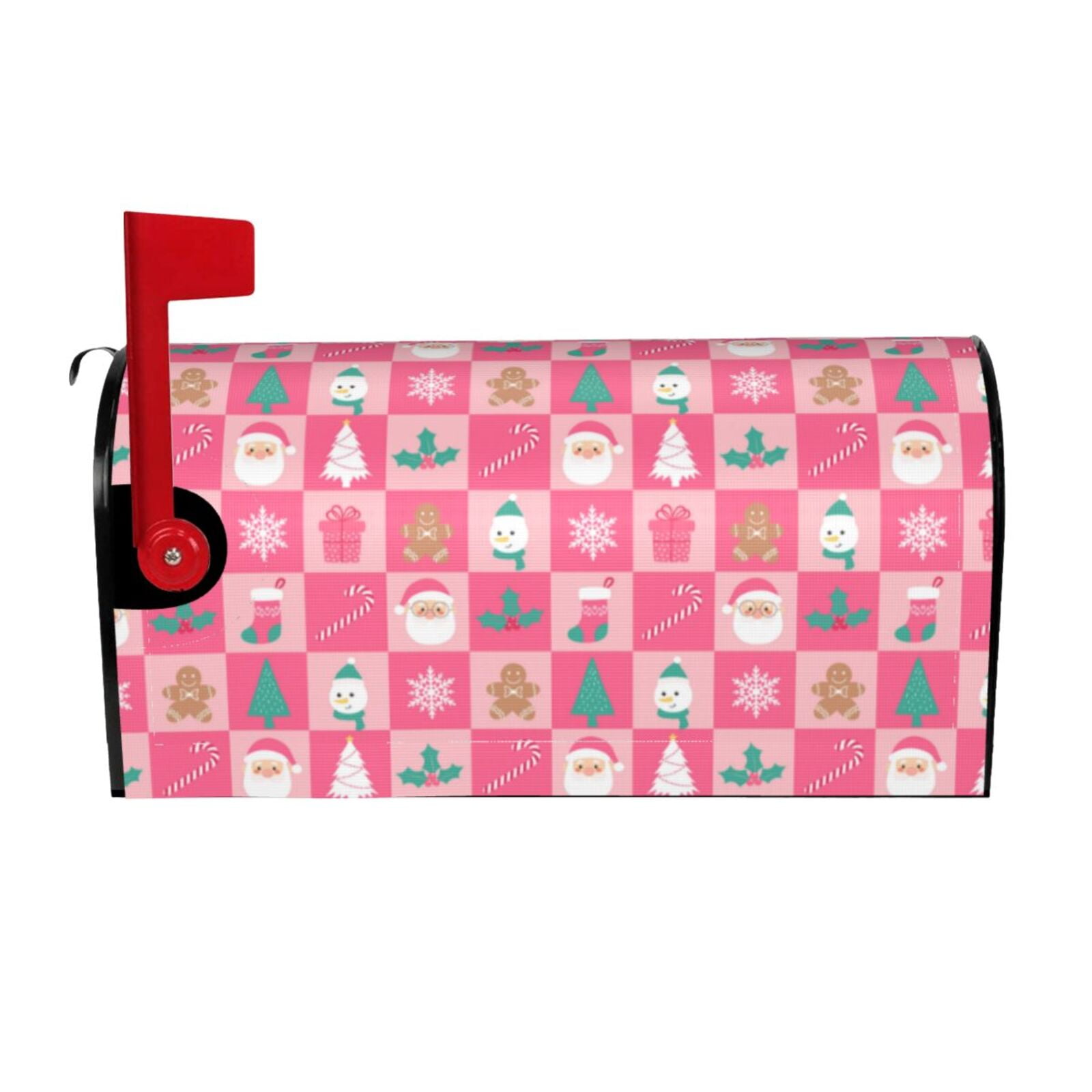 Luyuia Pink Christmas Cheer Print Magnetic Winter Mailbox Cover ...
