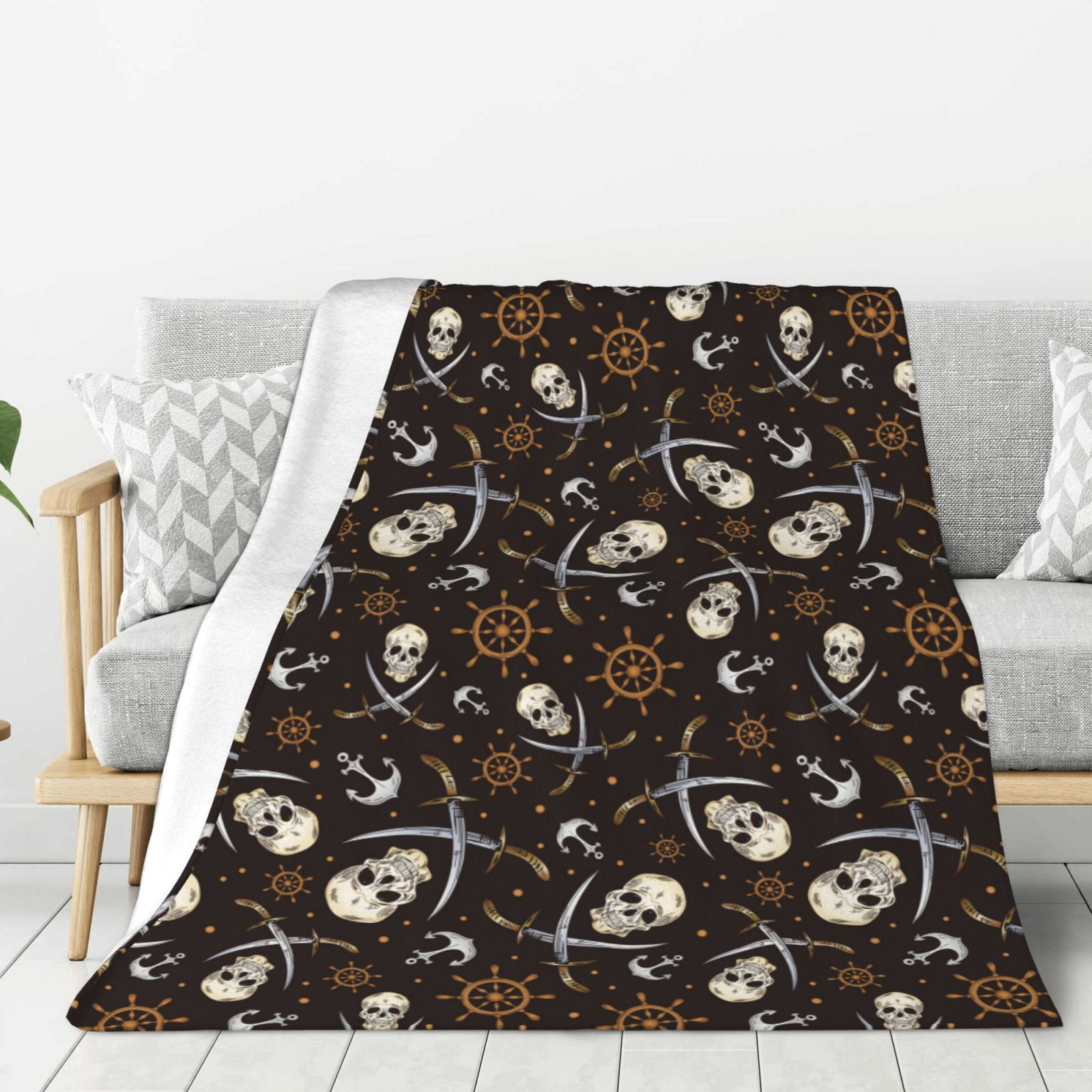 Luyuia Pirate Skulls Pattern Soft Throw Blanket Flannel Fleece ...