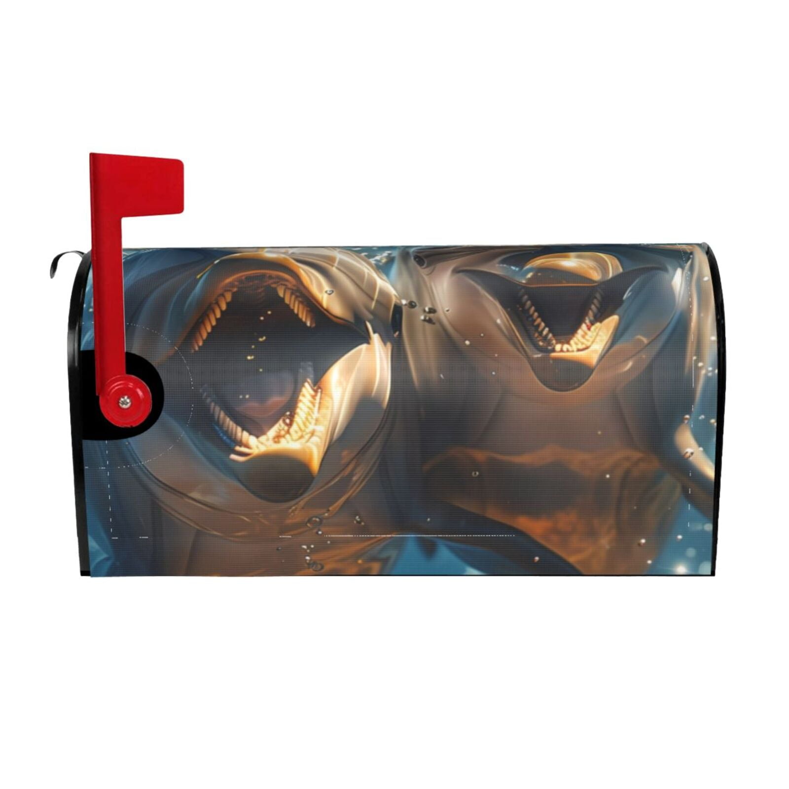 Luyuia Playful Dolphins Underwater Print Magnetic Winter Mailbox Cover ...