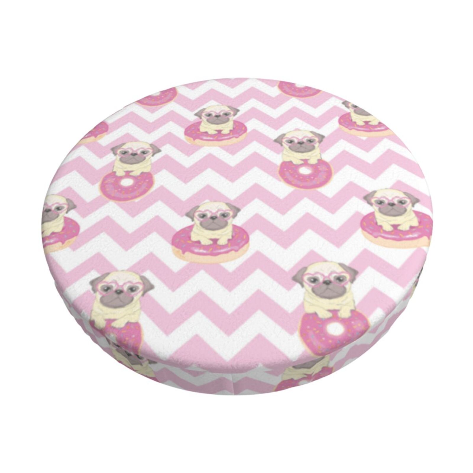 Luyuia Pug And Donut Print Bar Stool Cover Cushion, Round Seat Cushion ...
