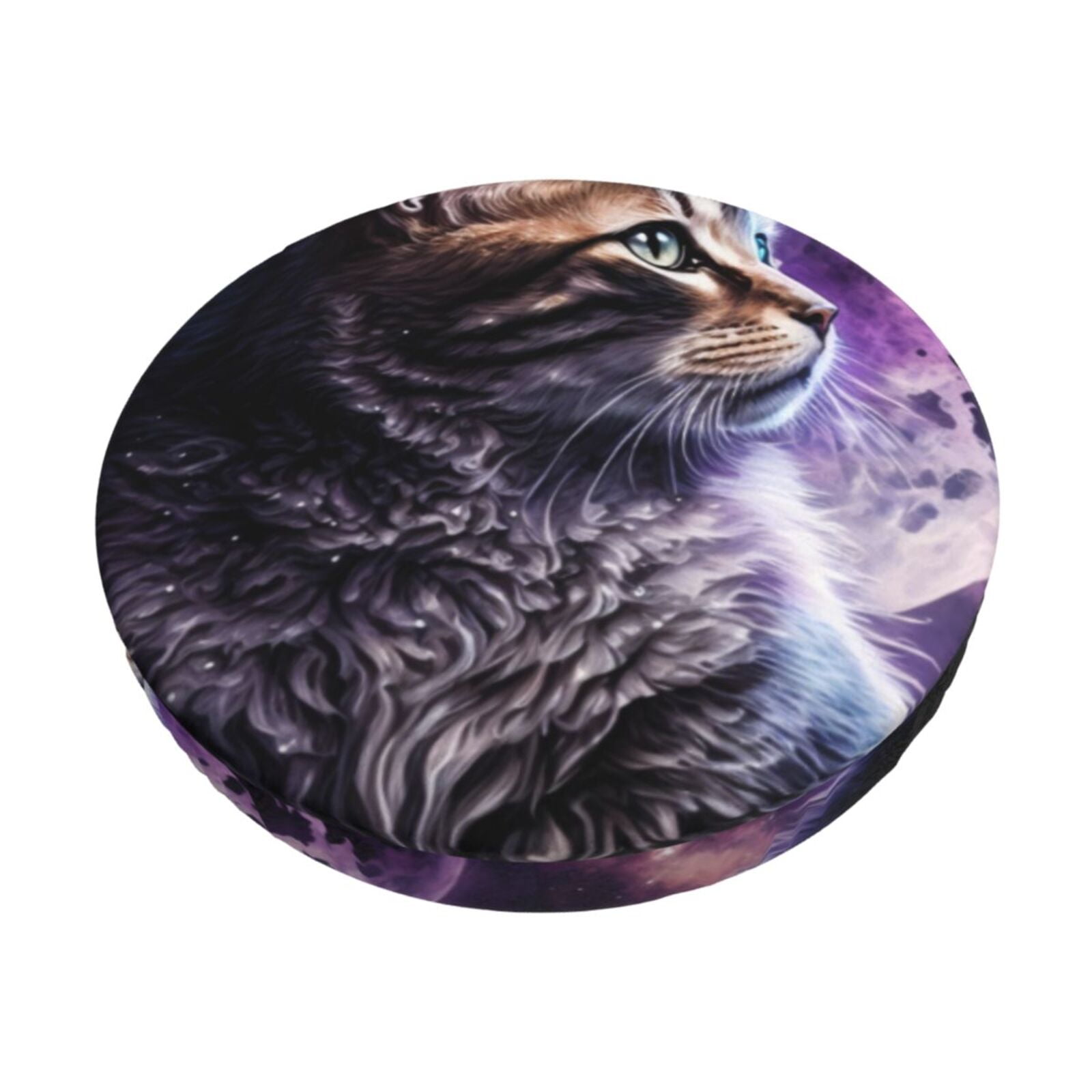 Luyuia Purple Moon Cat Print Bar Stool Cover Cushion, Round Seat ...