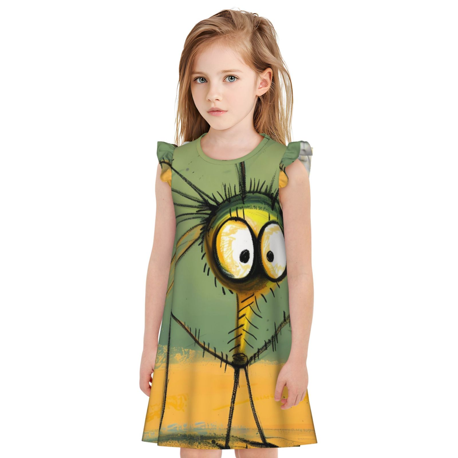 Luyuia Quirky Cartoon 123 Print Girls' Princess Nightgown, Flutter ...