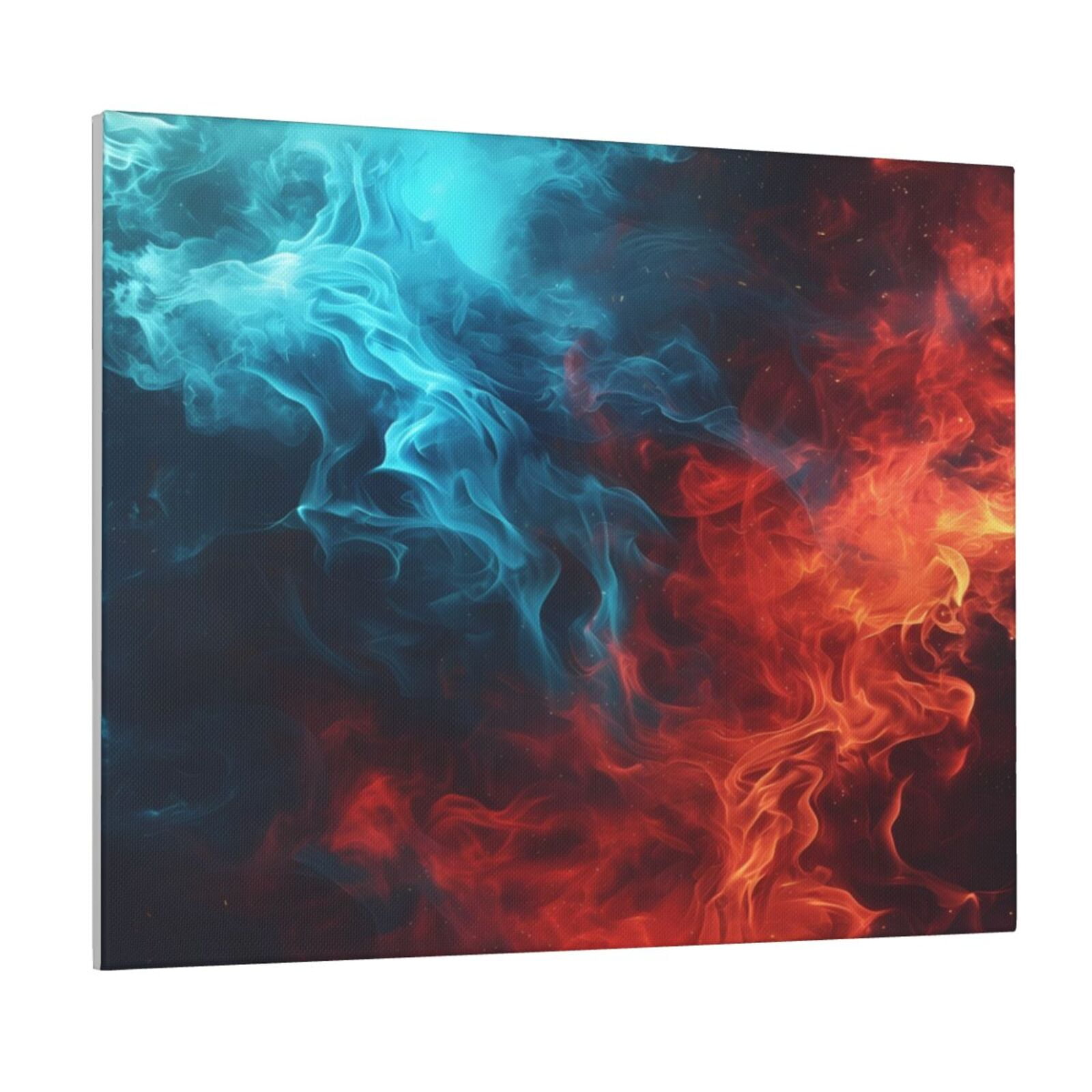 Luyuia Red And Blue Fire Print Canvas Wall Art Print Paintings Modern ...