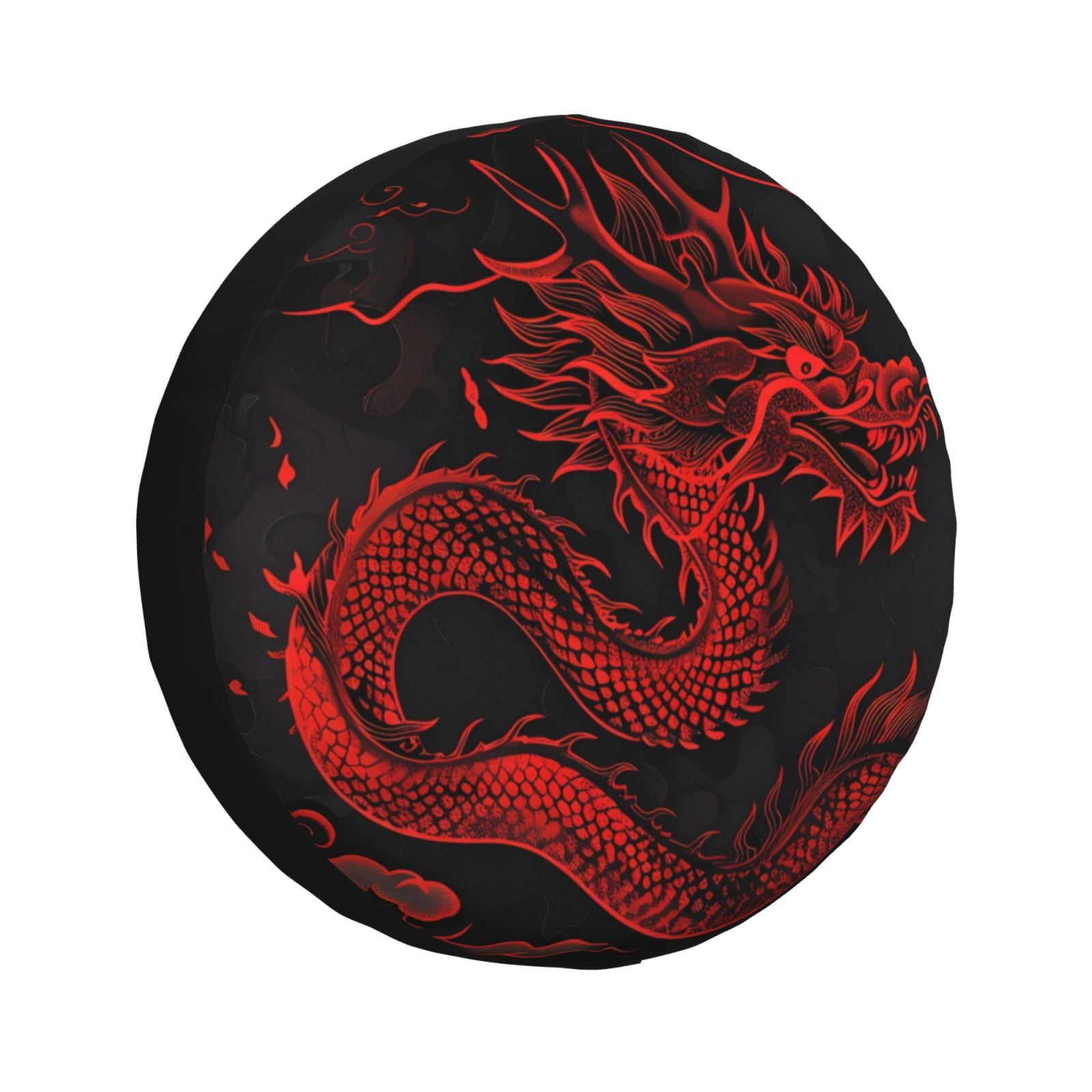 Luyuia Red Dragon On Black Print Waterproof Leather Tire Cover, Durable ...