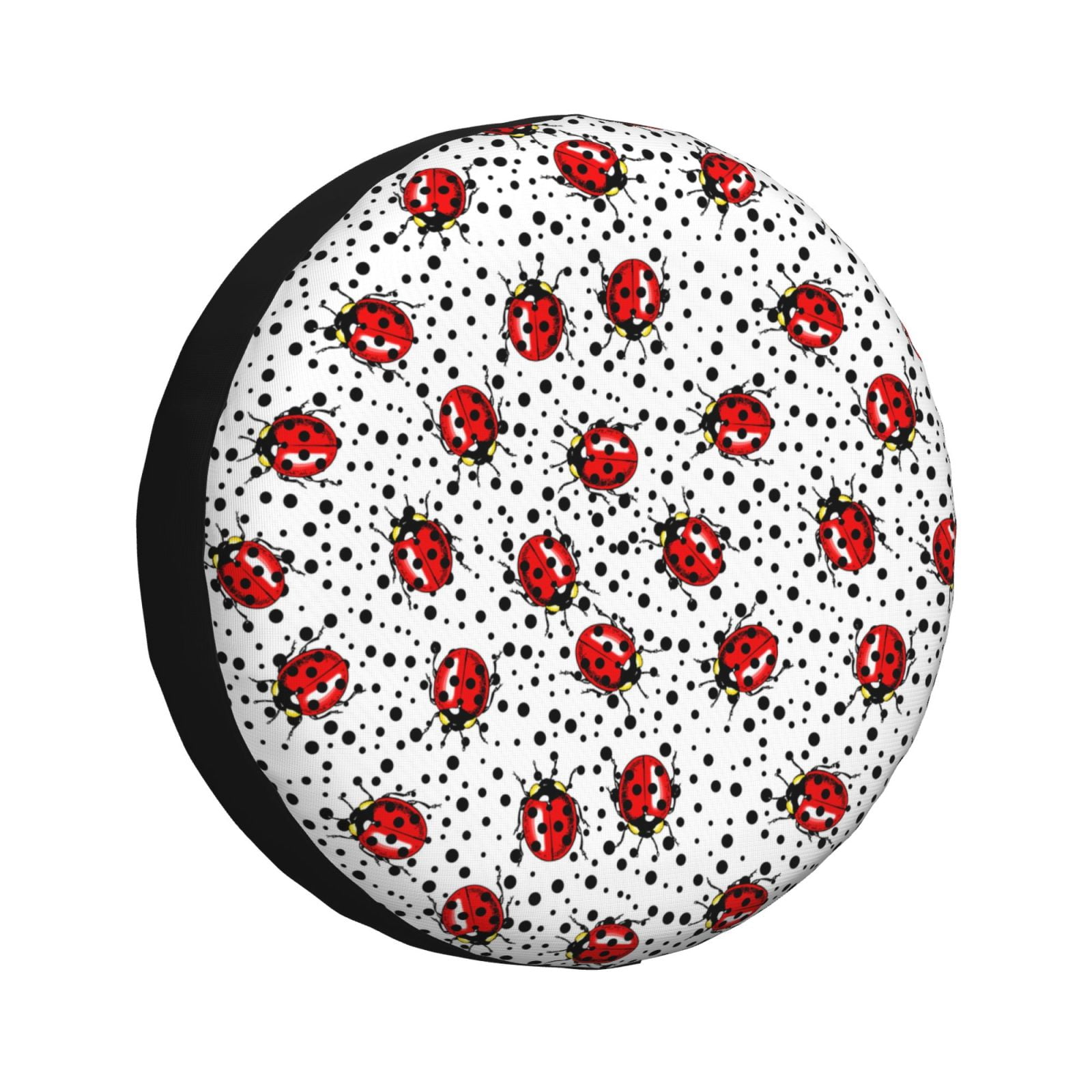 Luyuia Red Ladybugs On Black Dotted Print Waterproof Leather Tire Cover ...