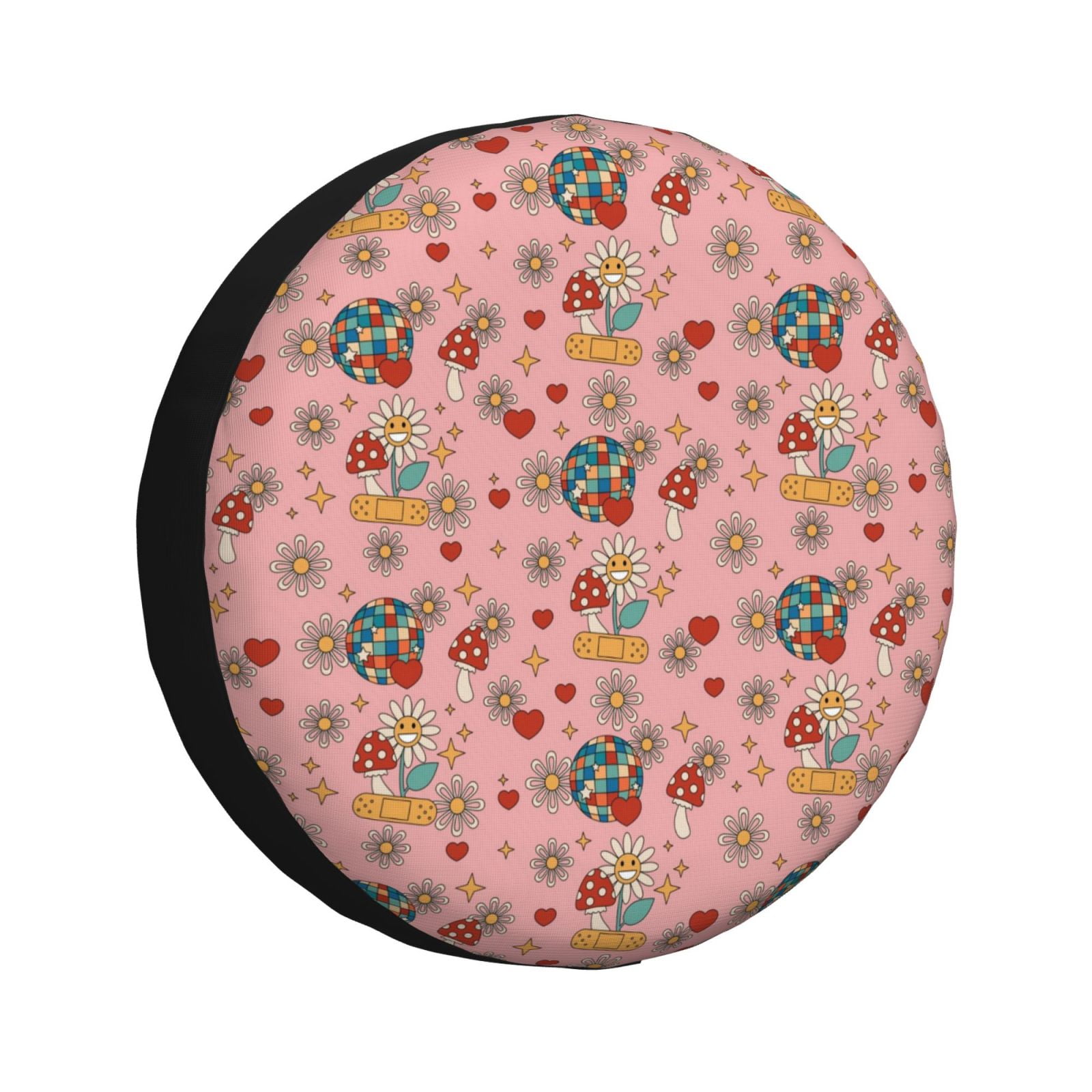 Luyuia Retro 70s 60s Hippie Flower Print Waterproof Leather Tire Cover ...