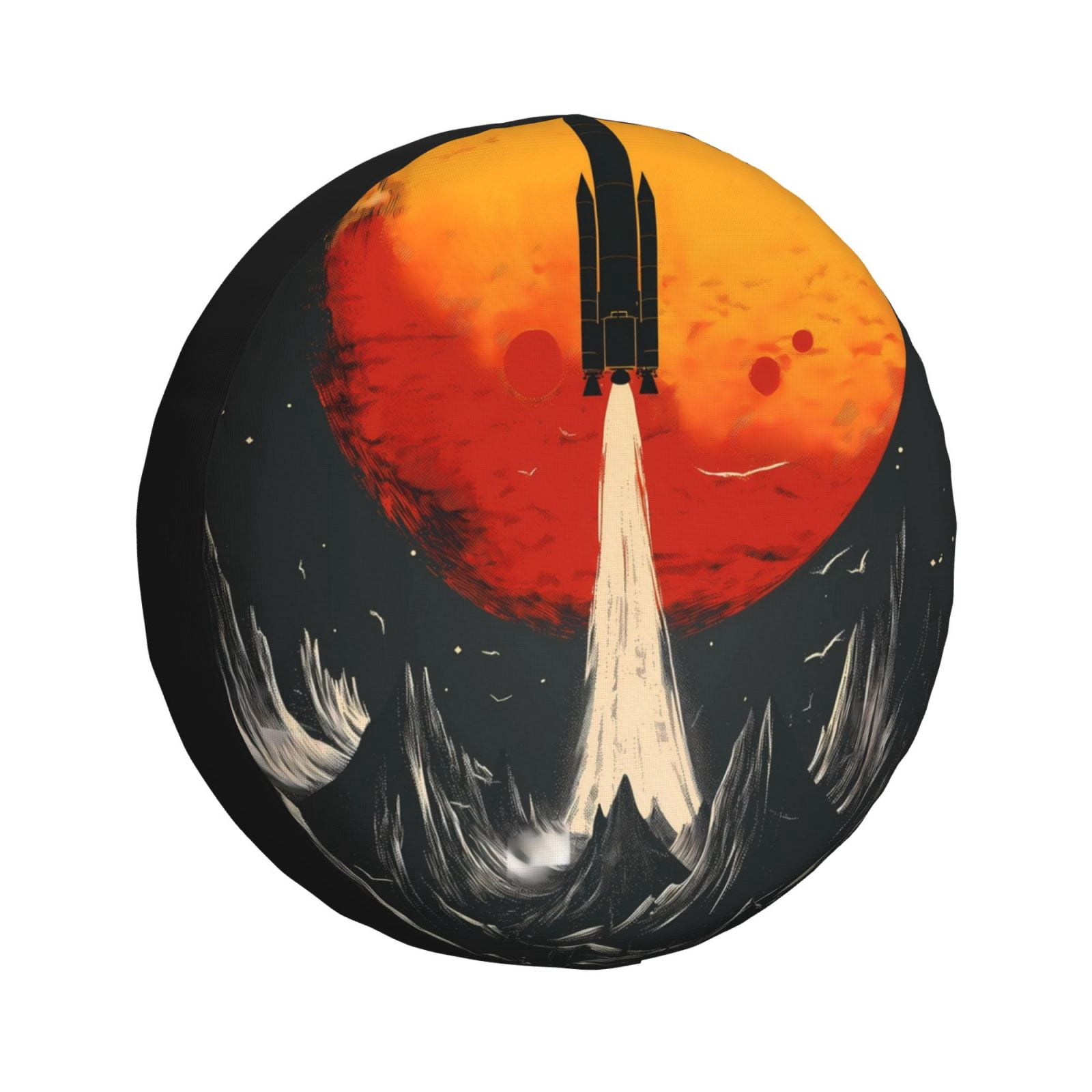 Luyuia Retro Space Rocket Launch Print Waterproof Leather Tire Cover ...