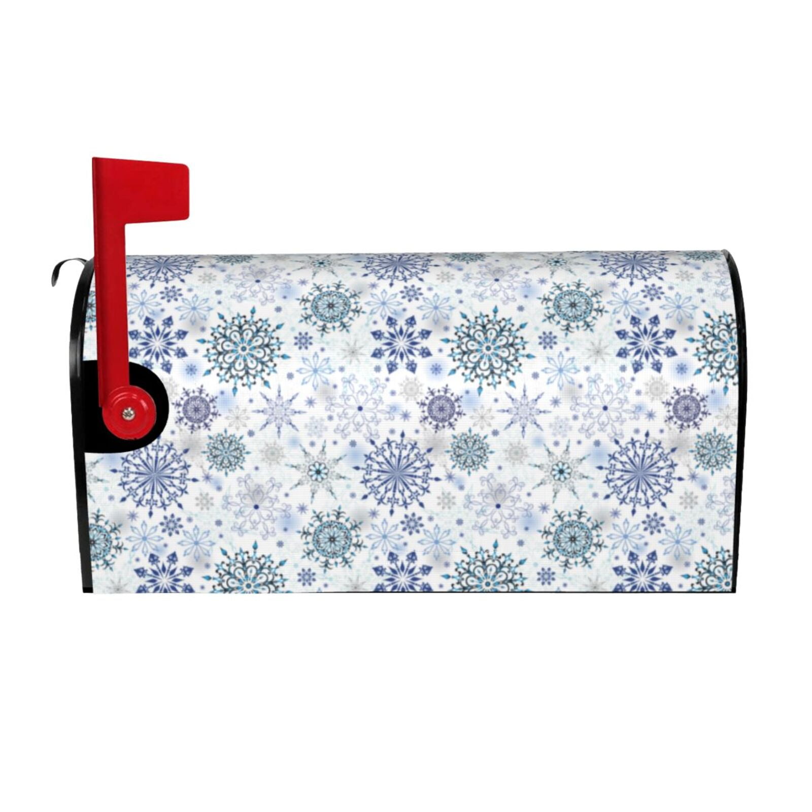Luyuia Retro ice blue snowflakes Print Magnetic Winter Mailbox Cover ...