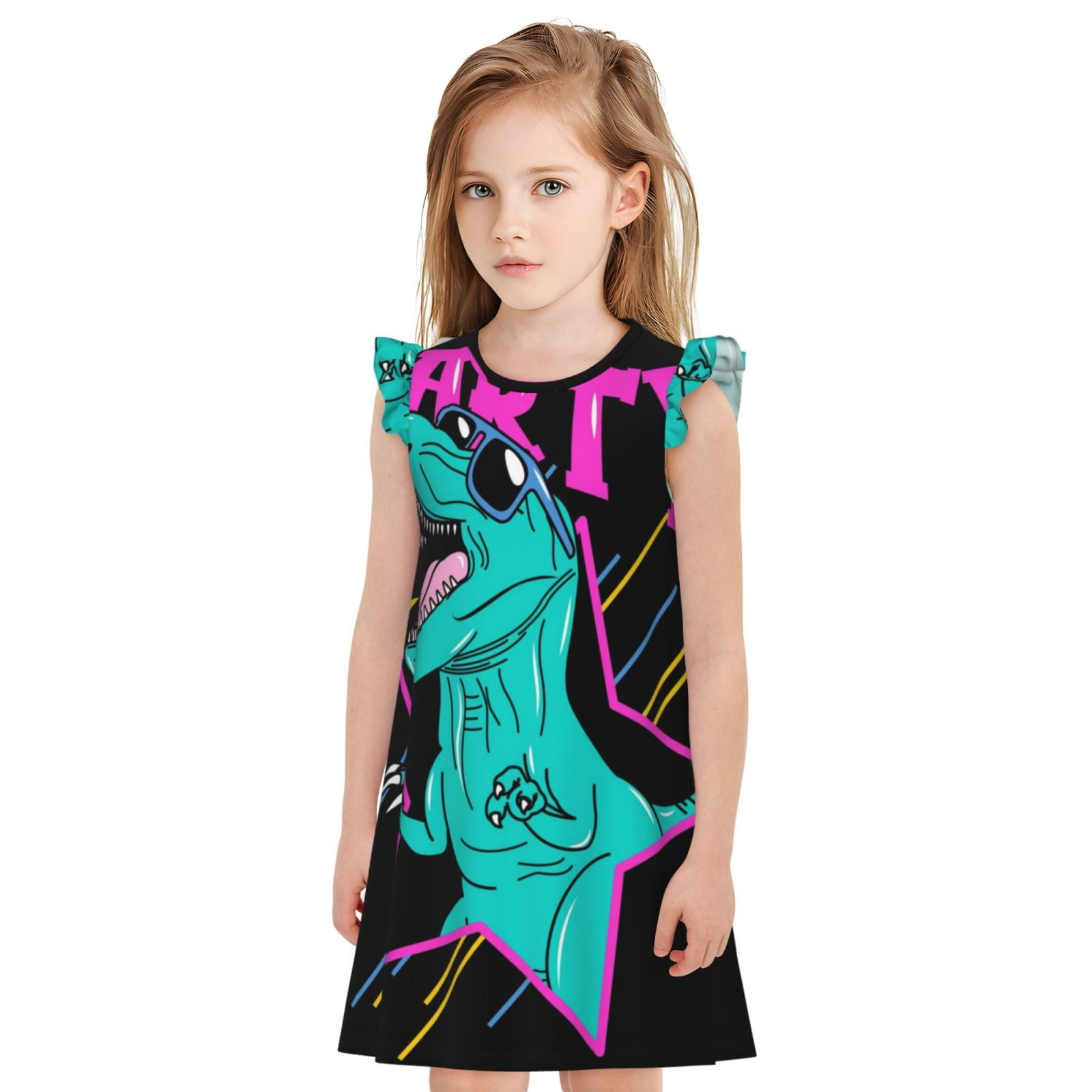 Luyuia Rex Dinosaur With Sunglasses Print Girls' Princess Nightgown ...