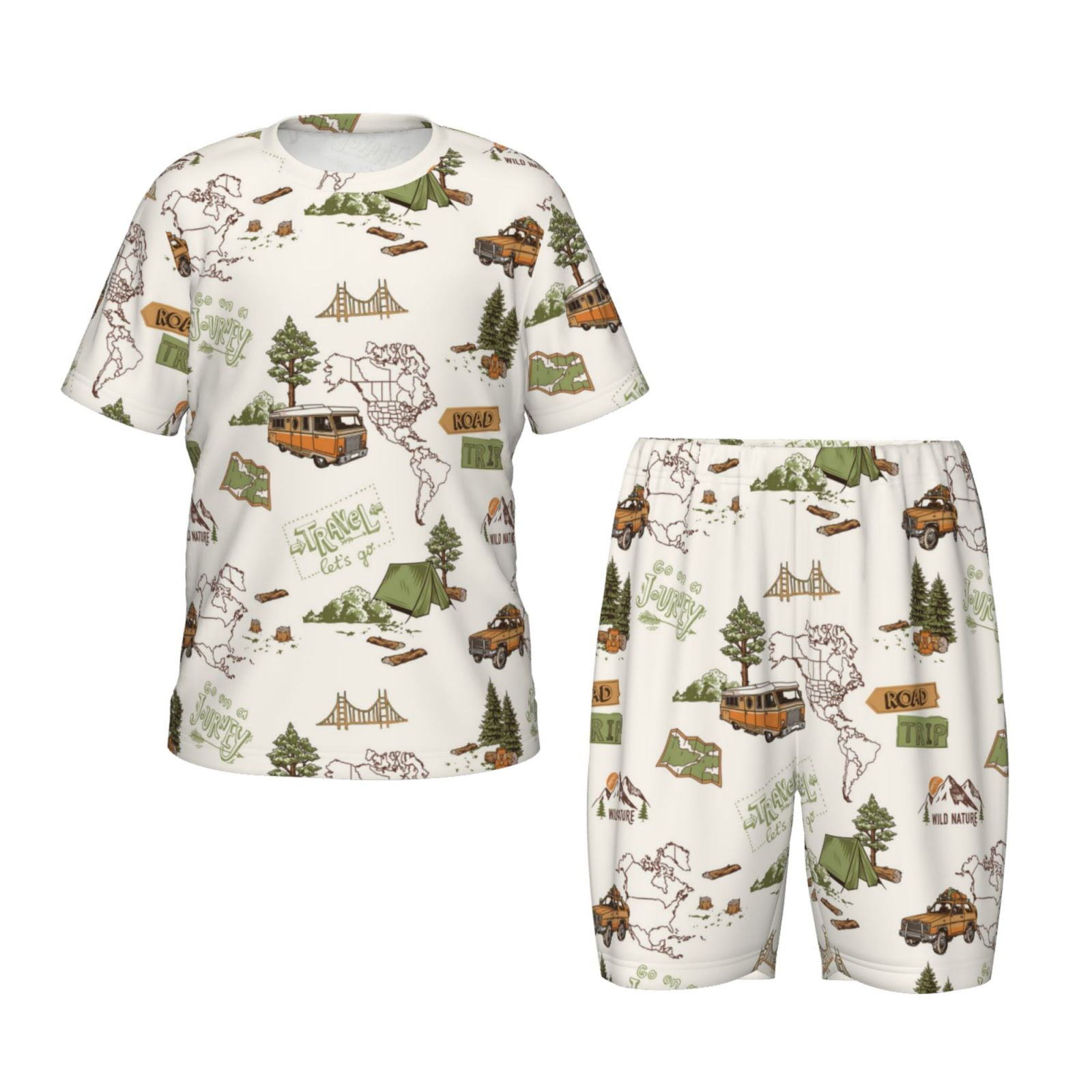 Luyuia Road Trip Print Girls' 2-Piece Tie-Dye Pajama Set, Cute Summer ...