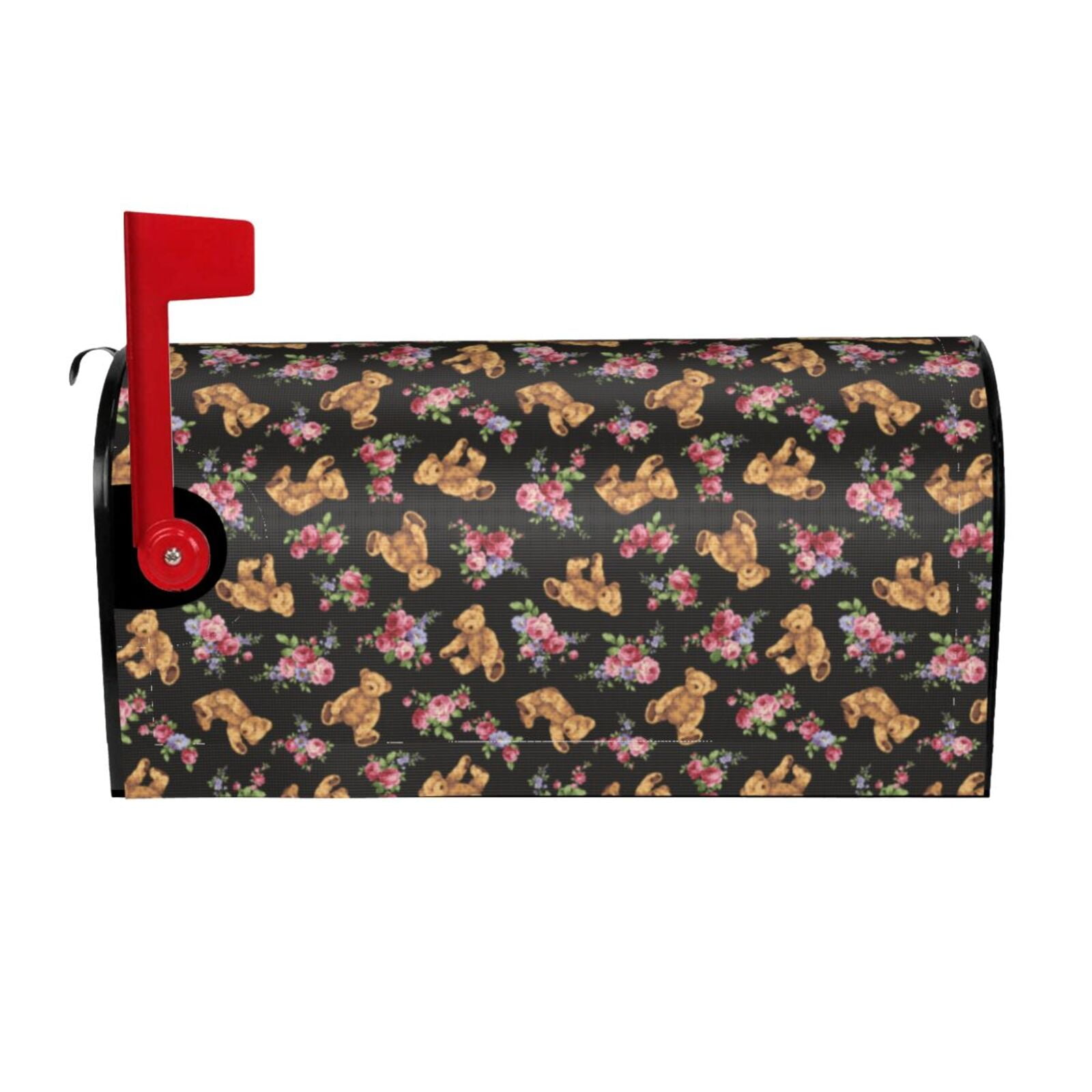 Luyuia Rose Flower Bear Print Magnetic Winter Mailbox Cover, Decorative ...