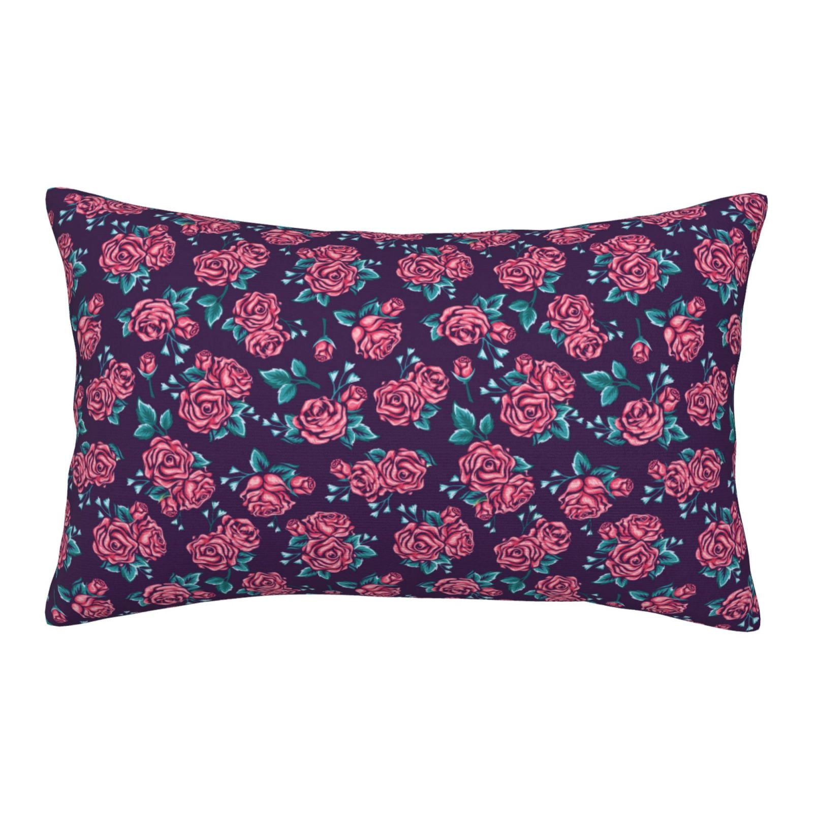Luyuia Rose Flowers Print Double Sided Pillow Case for Bedroom Sofa Car ...