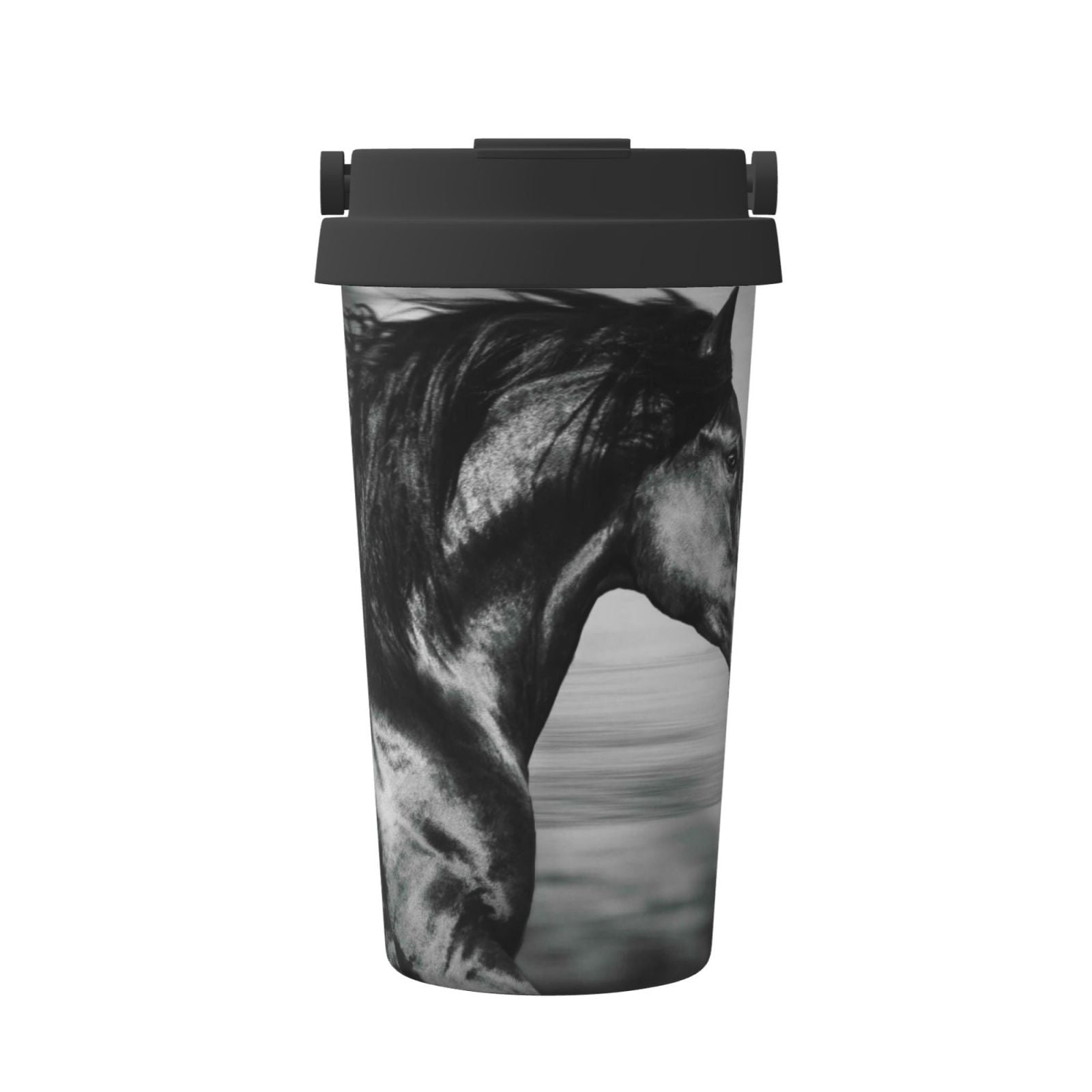 Luyuia Running Horse Print Travel Coffee Mug, Leak-Proof Insulated ...